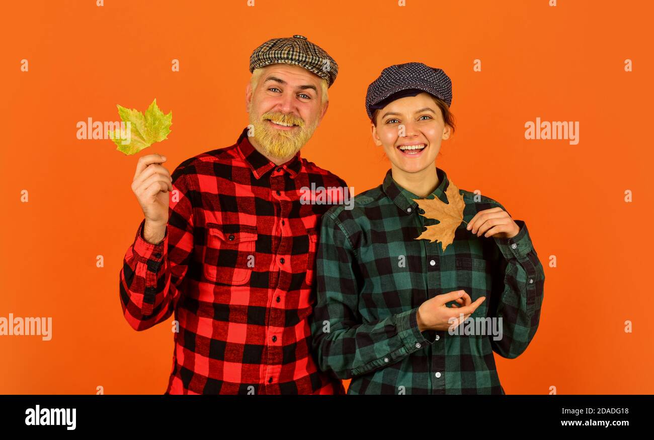 Farmers market. Autumn mood. Couple in love checkered rustic outfit ...