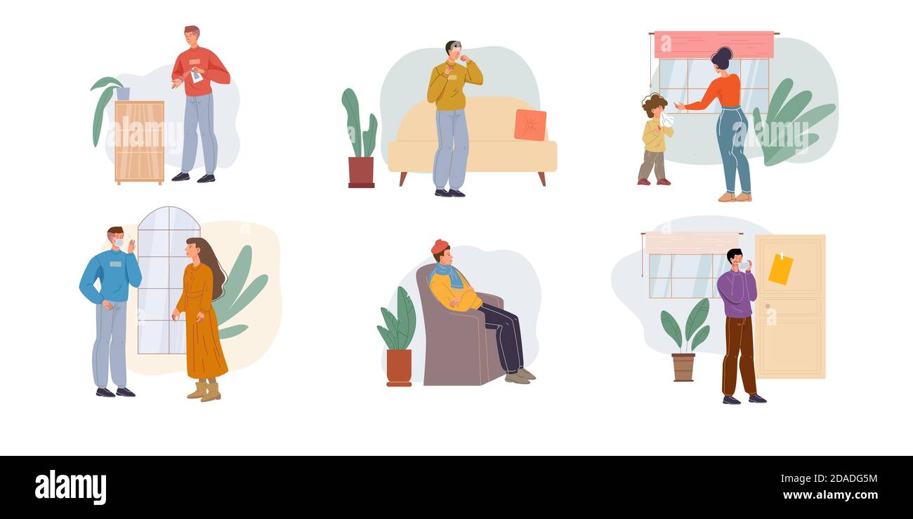 Flat cartoon patient characters vector illustration concept Stock ...