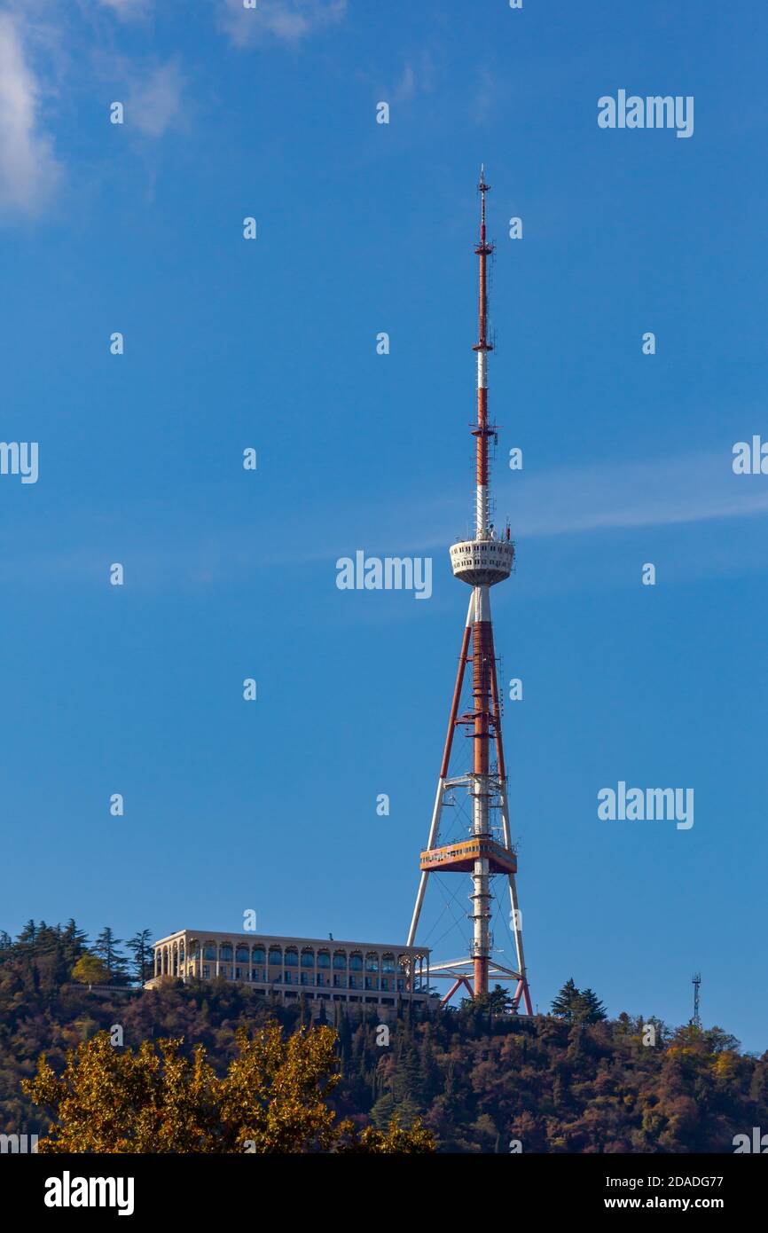 Tbilisi TV tower on Mount Mtatsminda - Georgia Stock Photo - Alamy