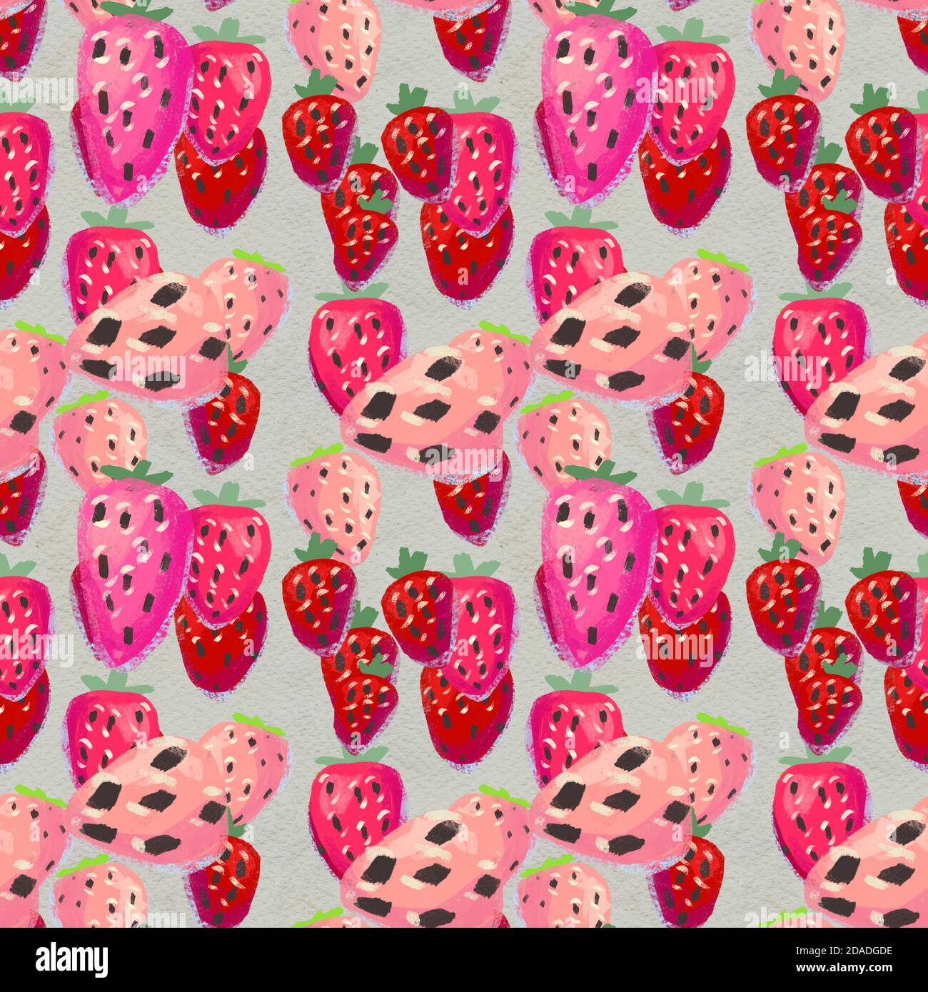 Seamless pattern with ripe strawberry. Hand drawn texture with berries ...