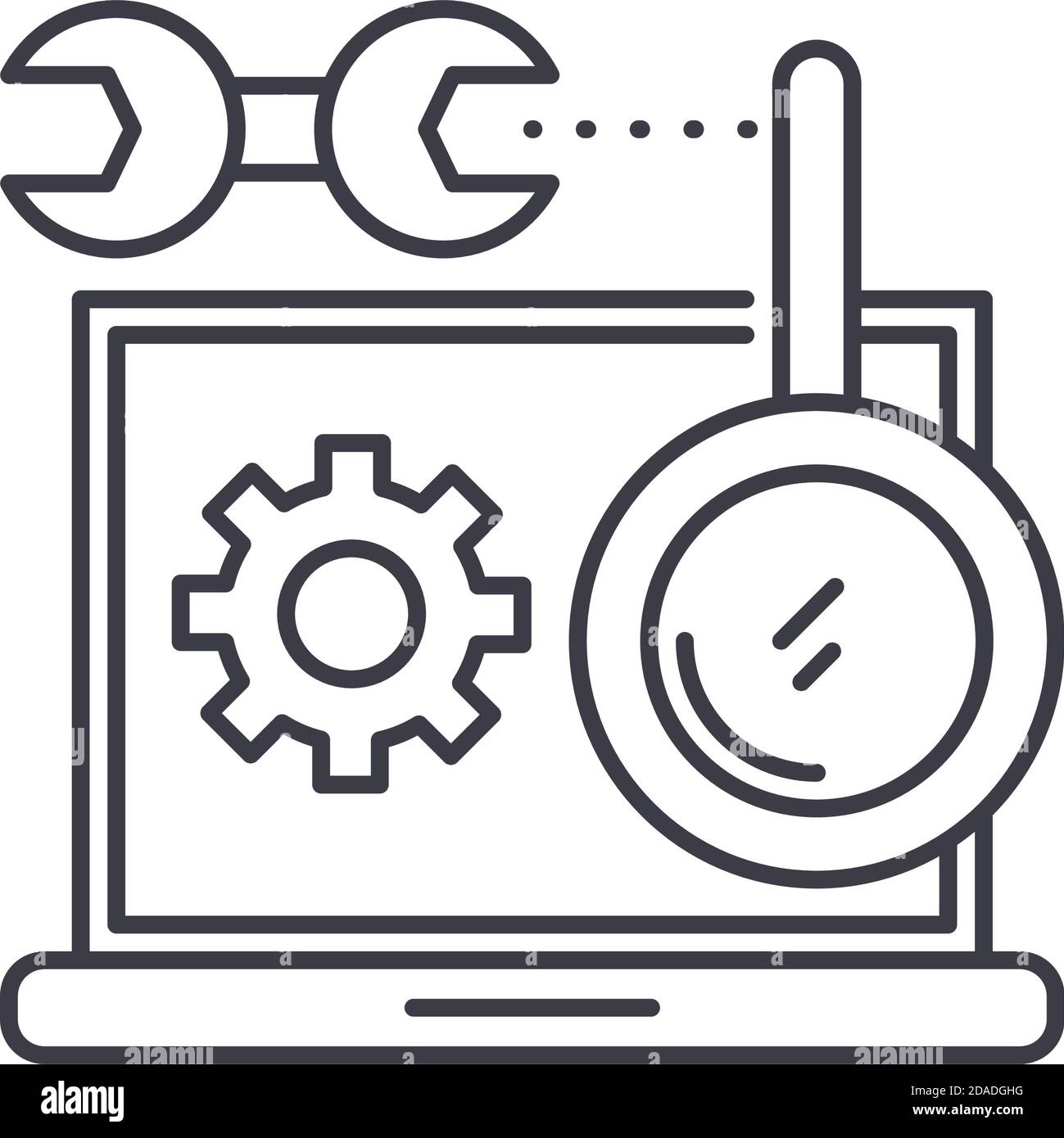 Search optimization icon, linear isolated illustration, thin line ...