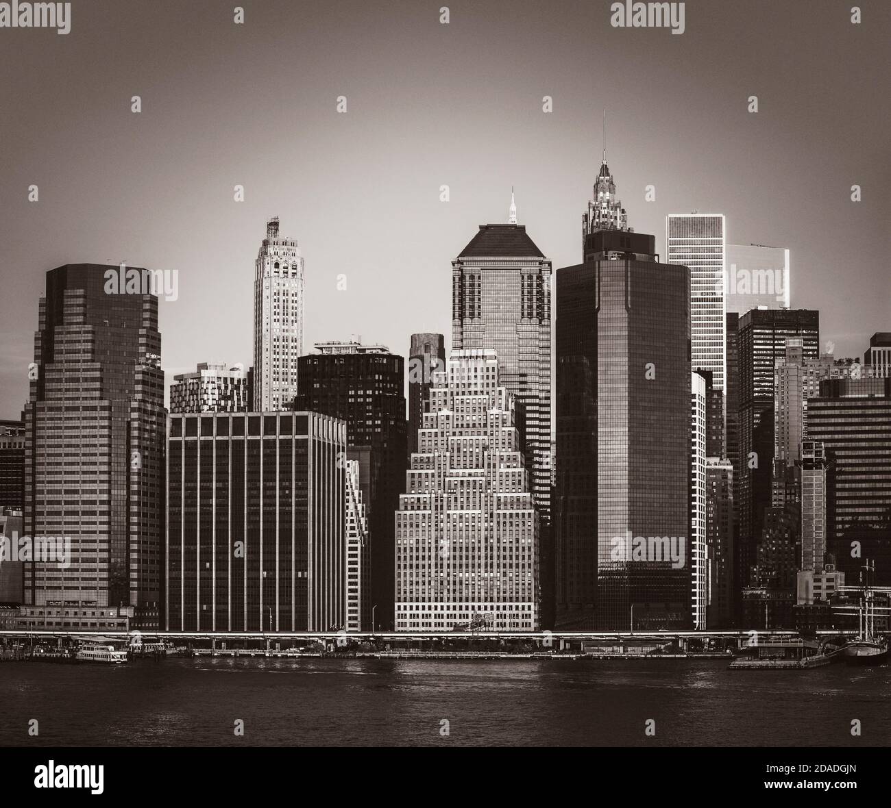 Manhattan. New York City skyline. Sepia toned image. Old photo ...