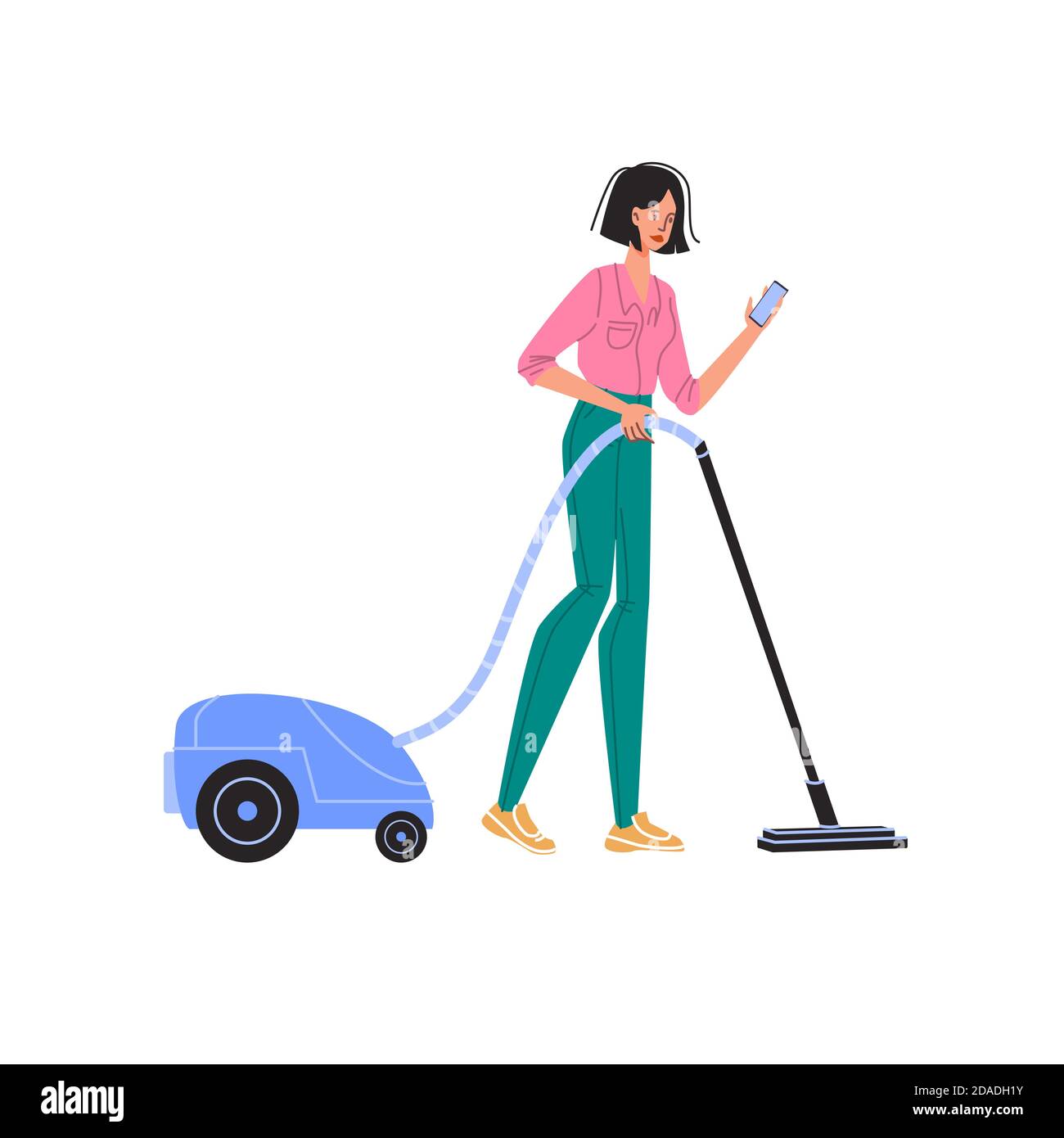Flat cartoon character surfing internet, vector illustration concept ...