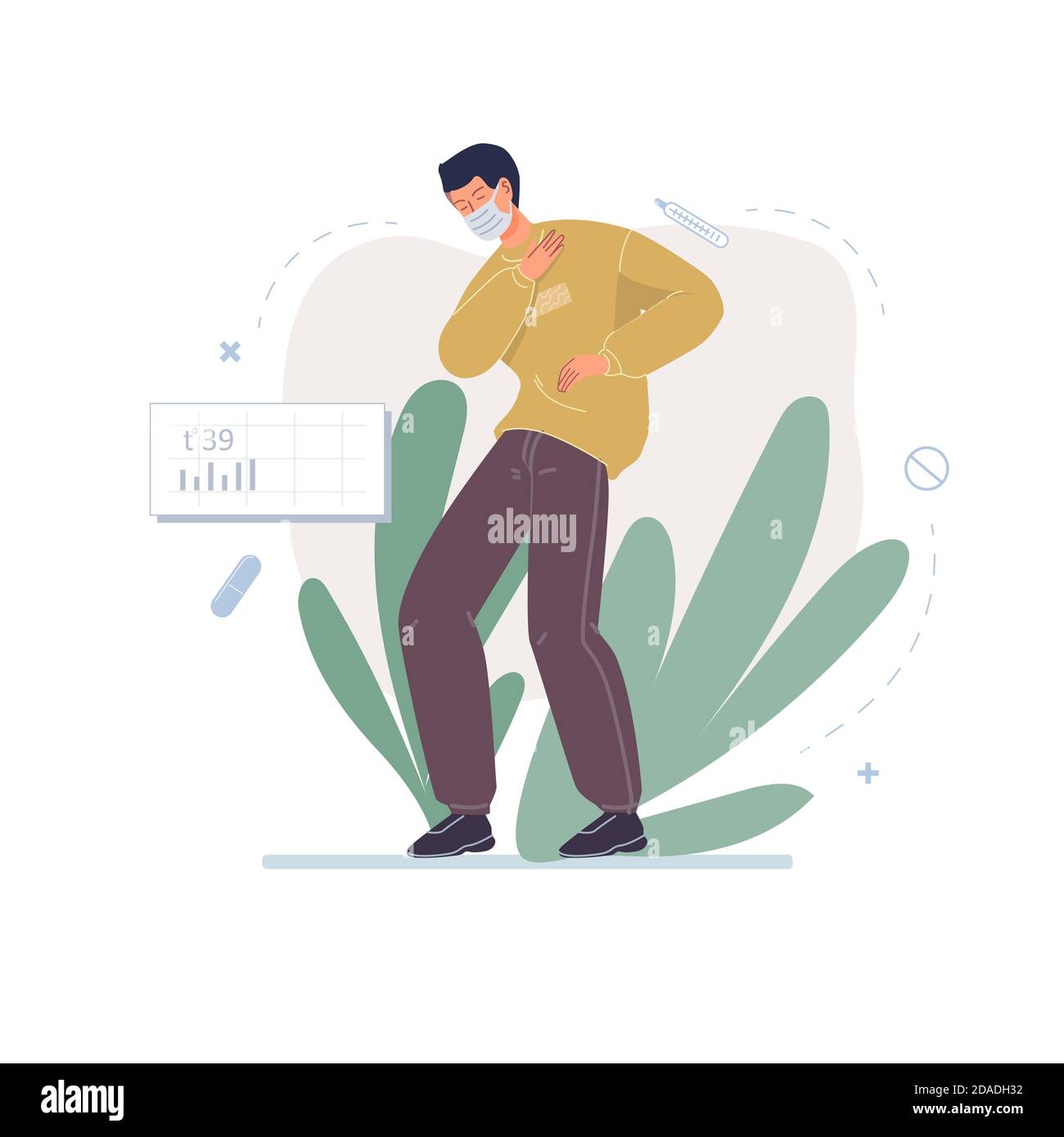 Flat cartoon patient character vector illustration concept Stock Vector ...