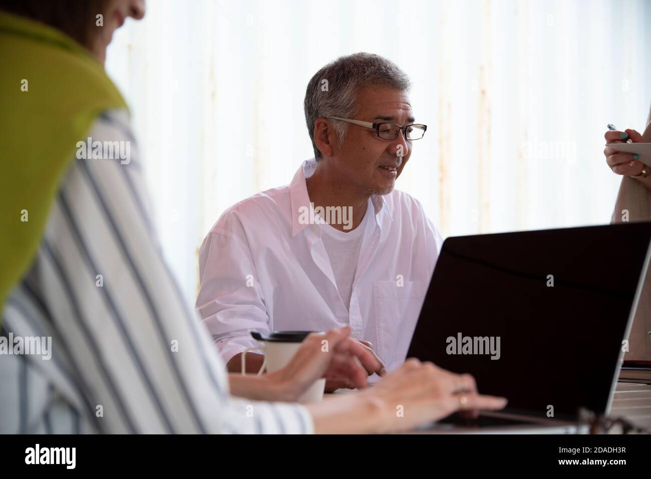 Man and Woman Having a Meeting on an Outdoor Office as New Normal Work ...