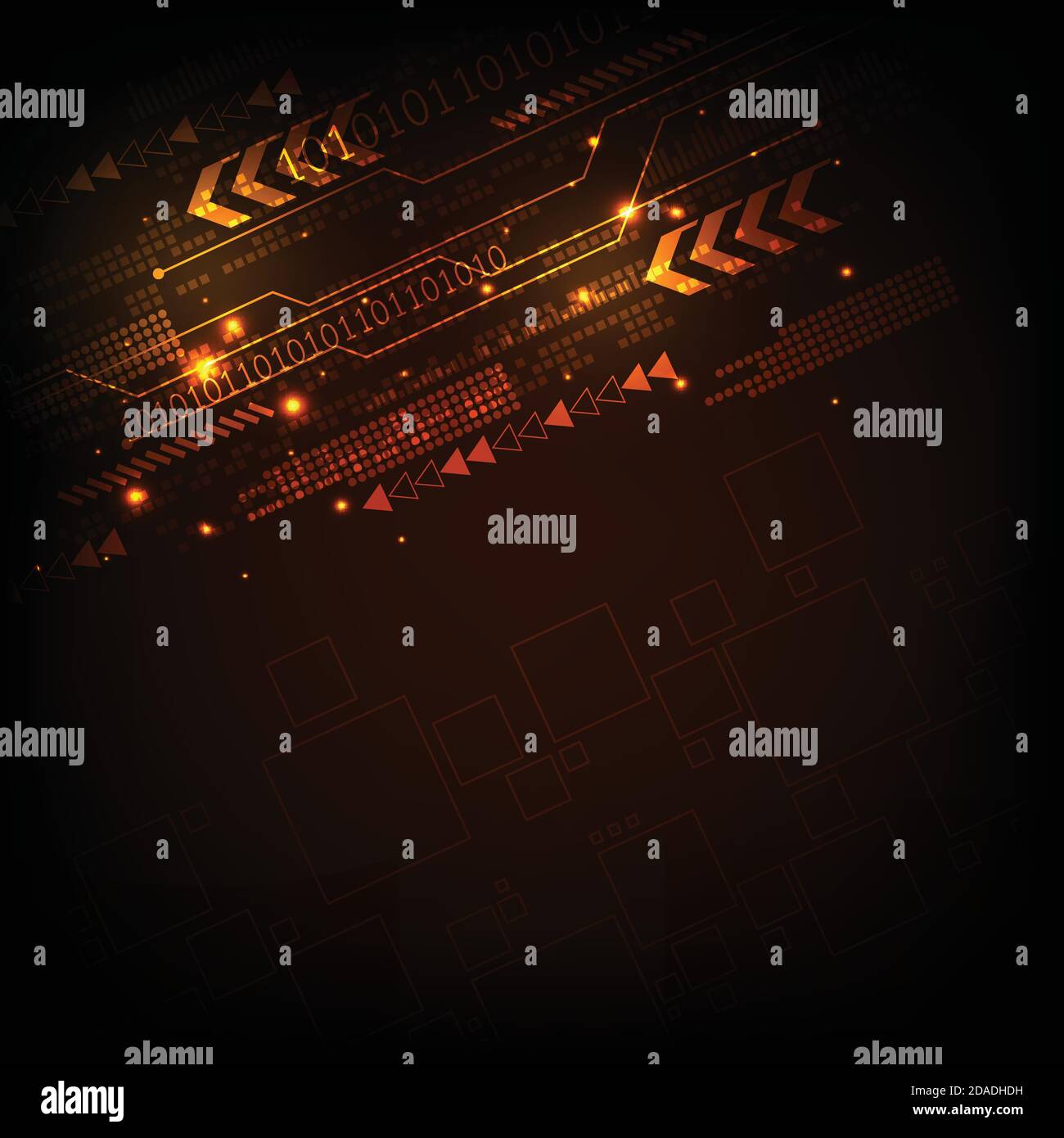 Vector digital technology concept on a dark orange background Stock ...