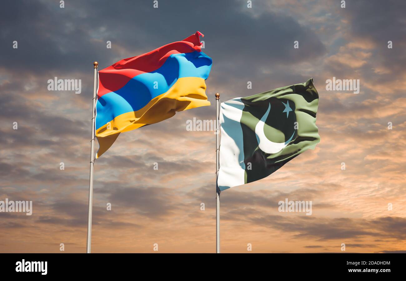 Beautiful national state flags of Pakistan and Armenia together at the ...