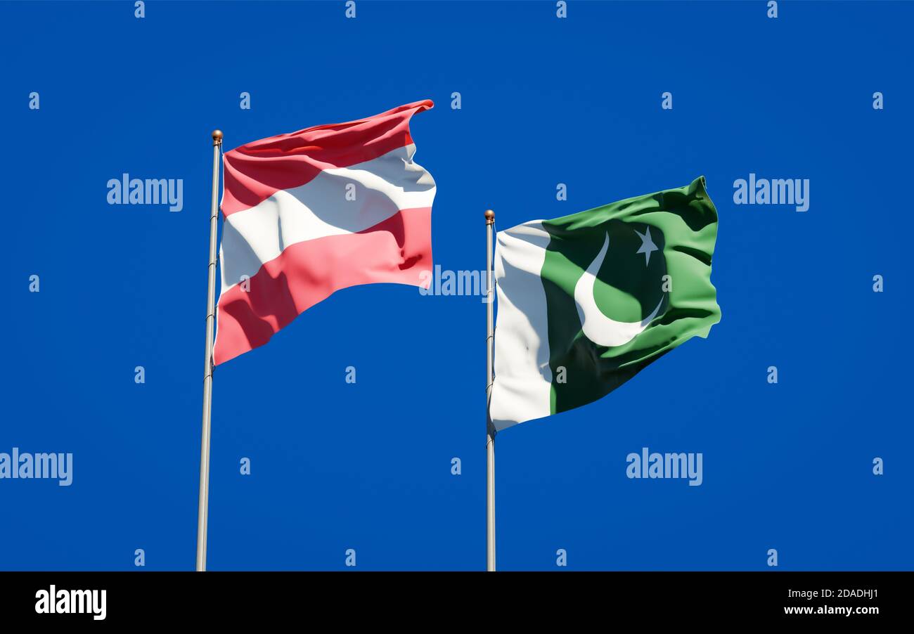 Beautiful national state flags of Pakistan and Austria together at the ...