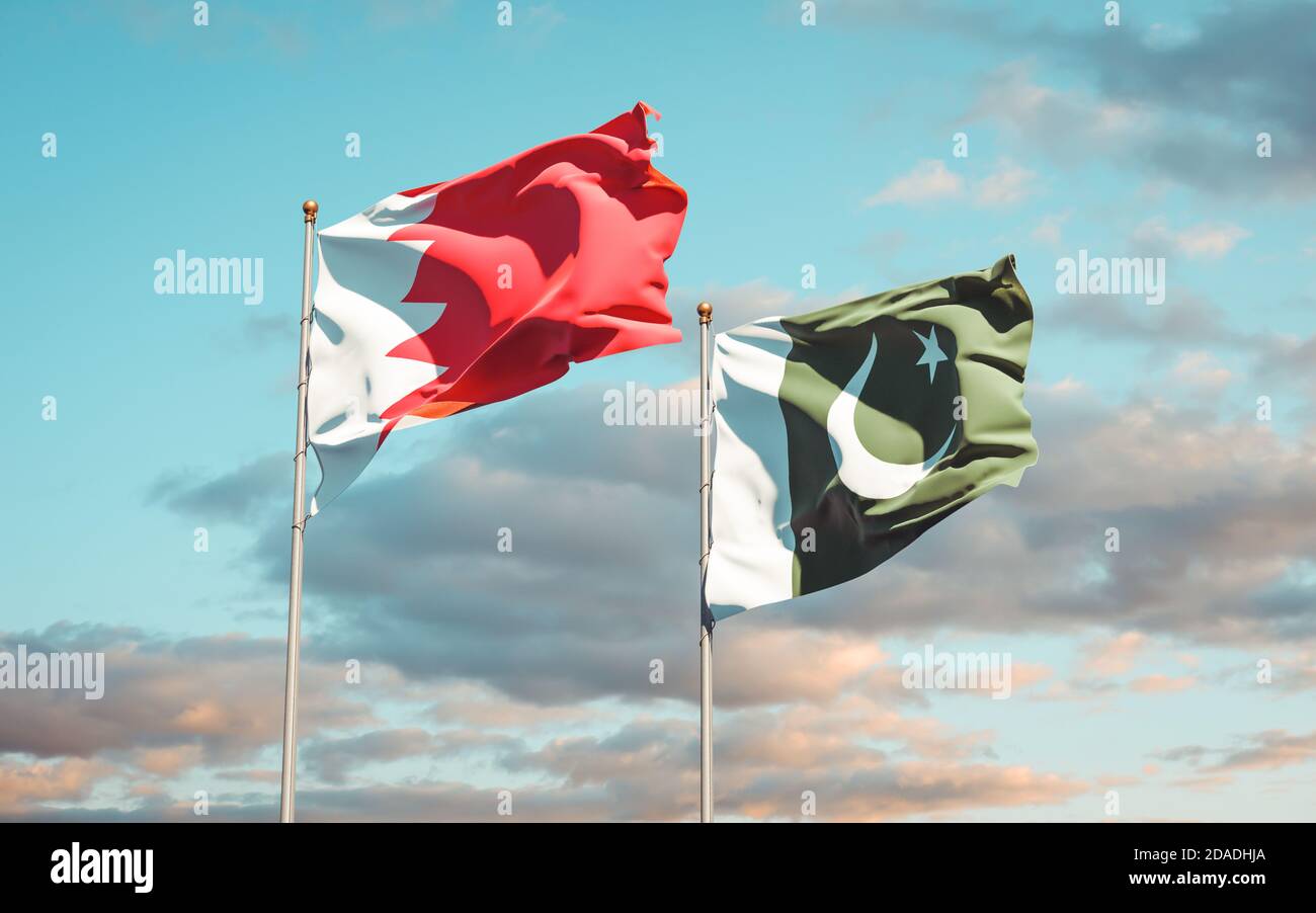 Beautiful national state flags of Pakistan and Bahrain together at the ...