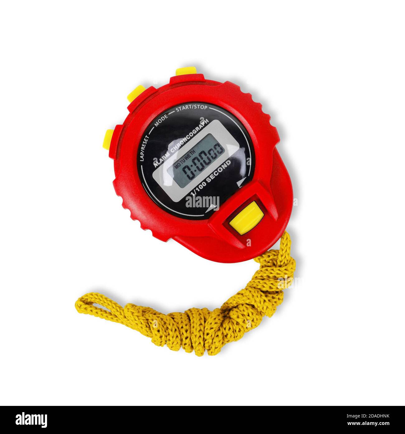 Sports Equipment Red Yellow Digital Electronic Stopwatch On A White