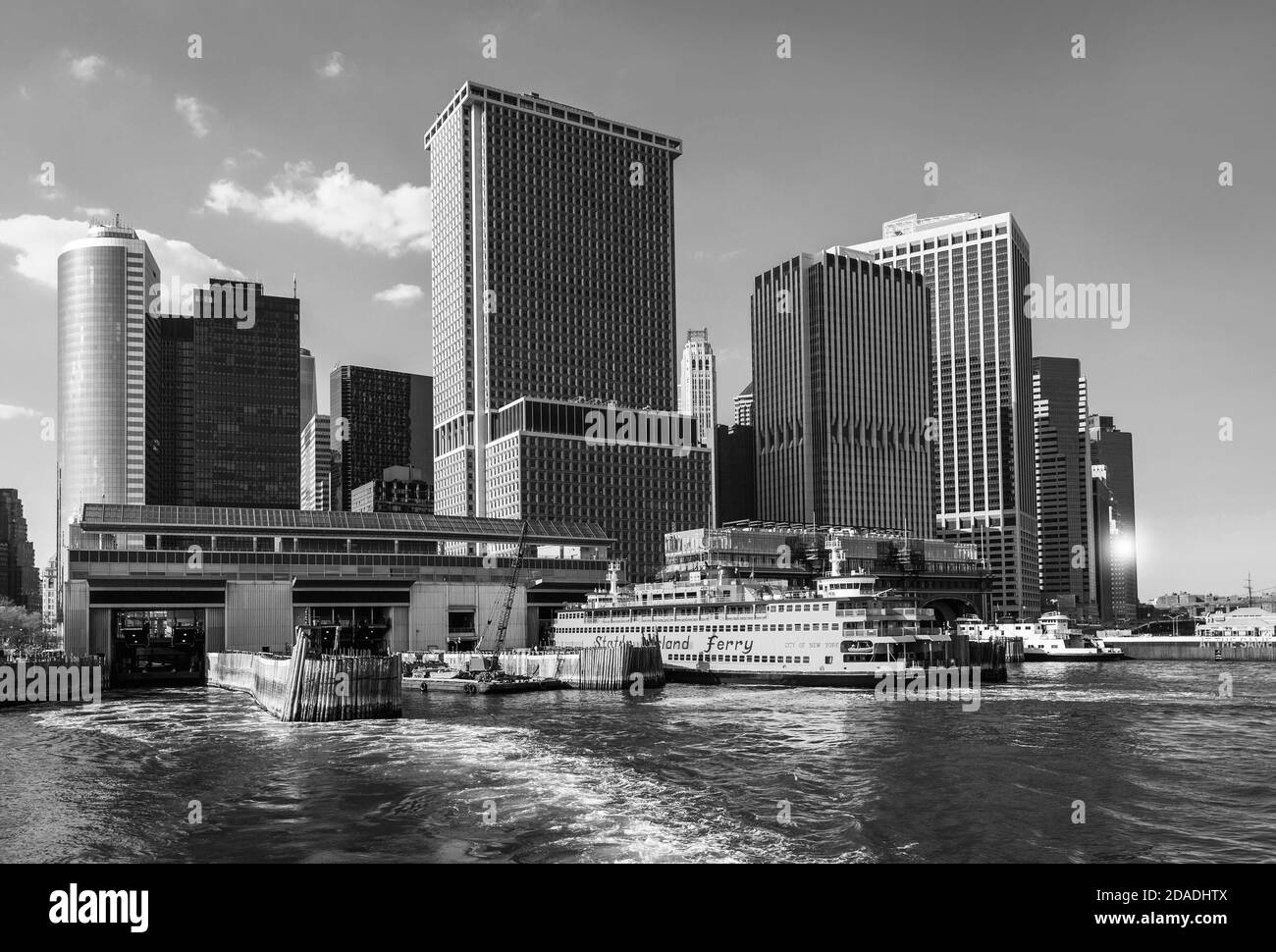 NEW YORK, USA - May 04, 2015: Black and white image of Staten Island ...