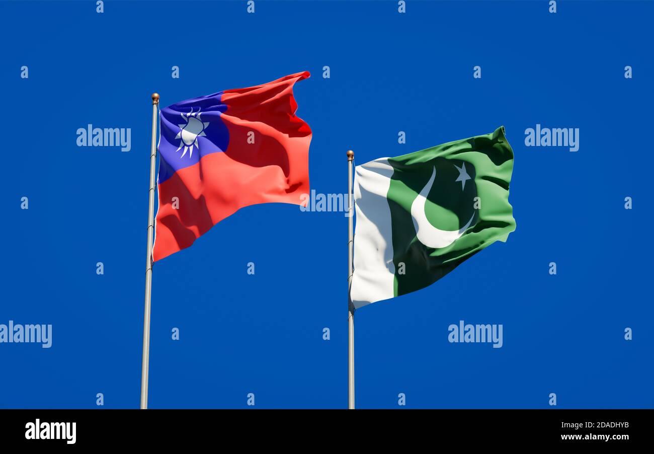 Beautiful national state flags of Pakistan and Taiwan together at the ...