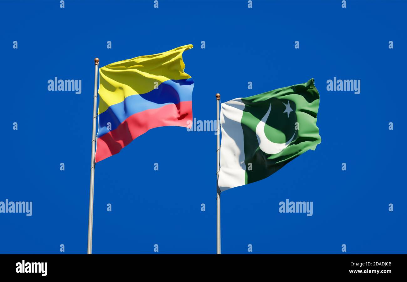 Beautiful national state flags of Pakistan and Colombia together at the ...