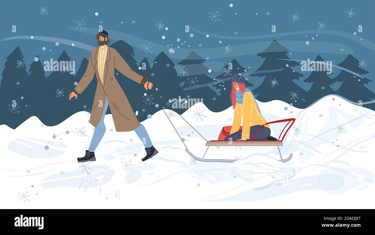 Flat cartoon characters happy holidays vector illustration concept ...