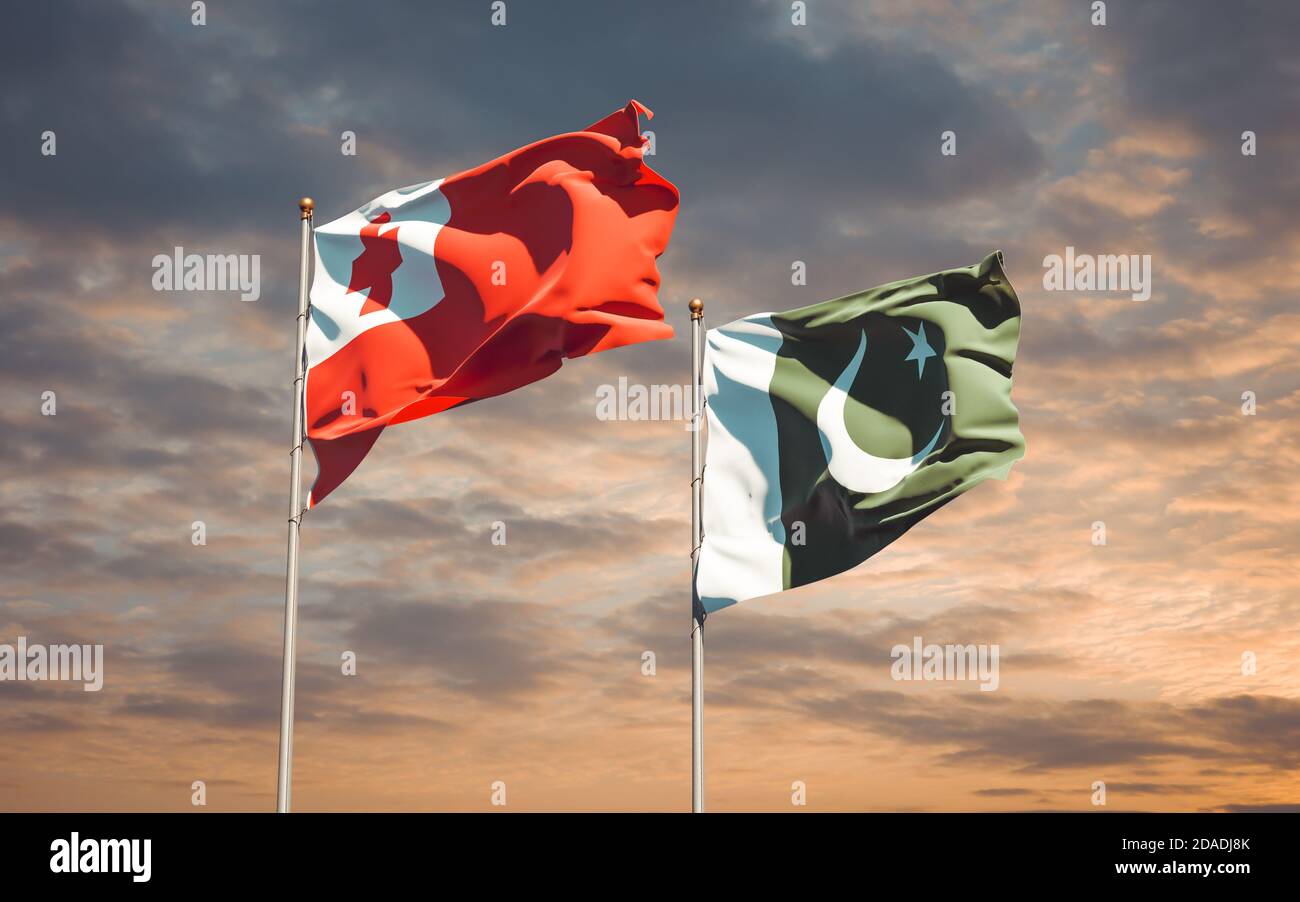 Beautiful national state flags of Tonga and Pakistan together at the ...