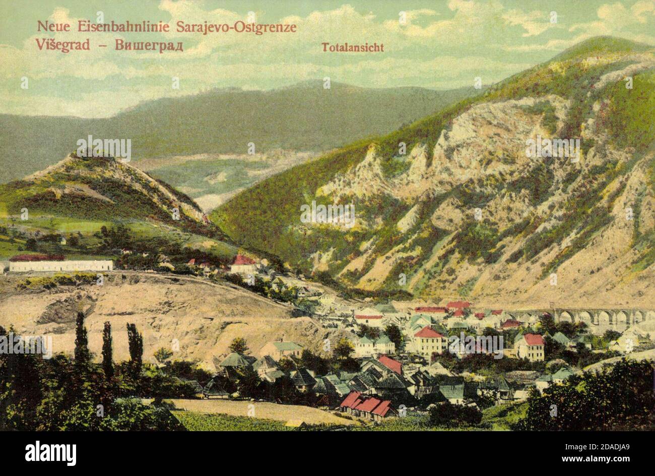 Construction of the Bosnian Eastern Railway in Višegrad in around 1905 ...