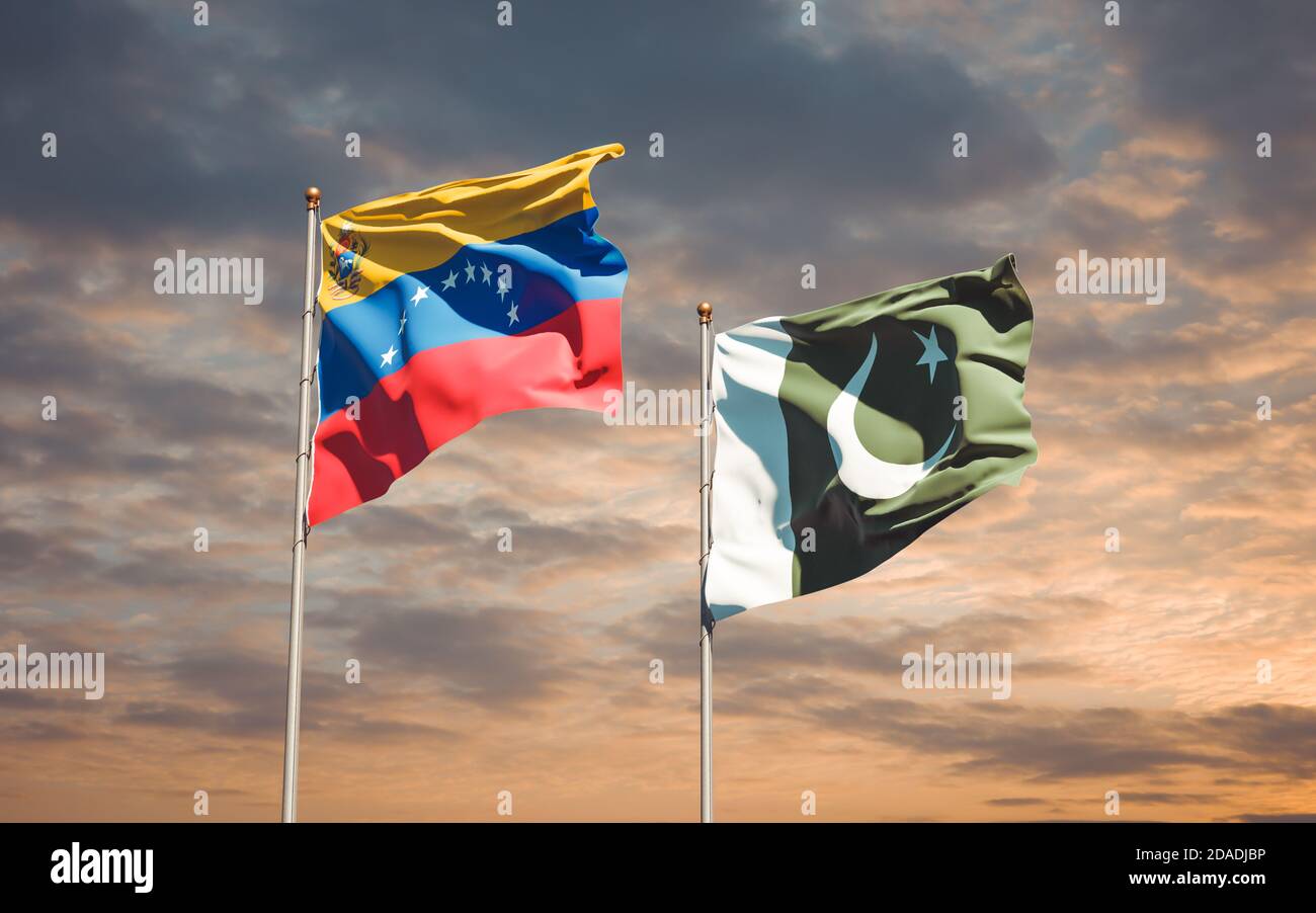 Beautiful national state flags of Venezuela and Pakistan together at ...