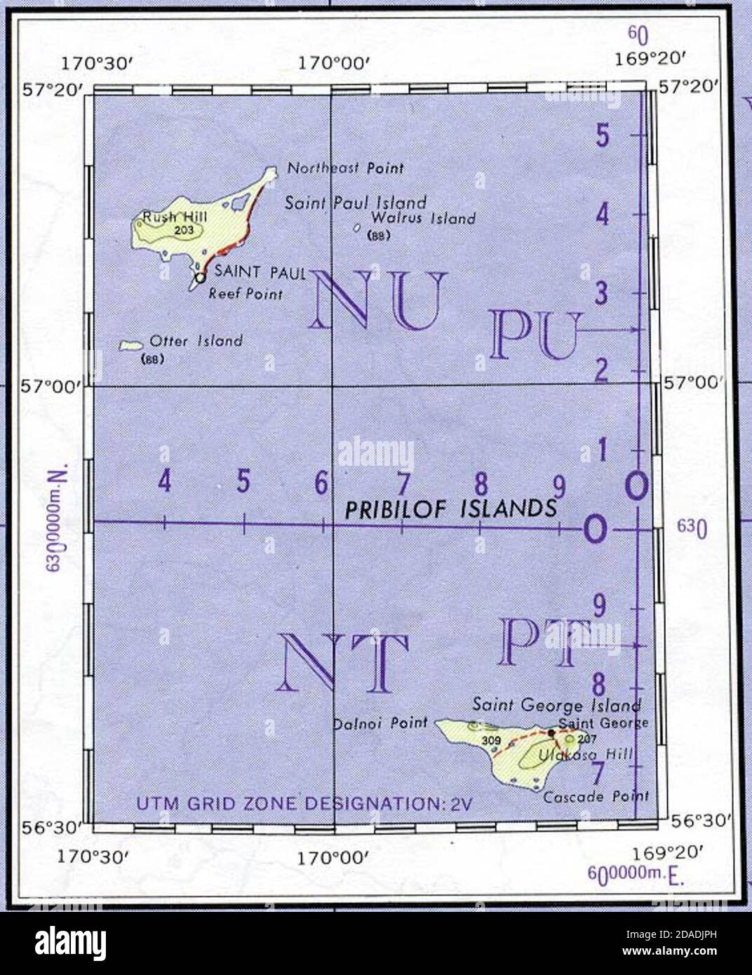 Map of the Pribilof Islands Stock Photo - Alamy