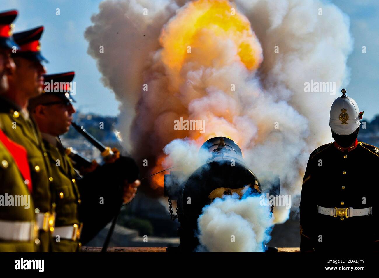 Beijing, Malta. 11th Nov, 2020. A shot is fired from a cannon during a ...