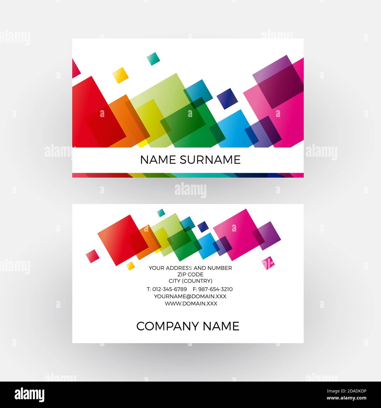 Vector abstract rainbow squares and pixel . Business card Stock Vector ...