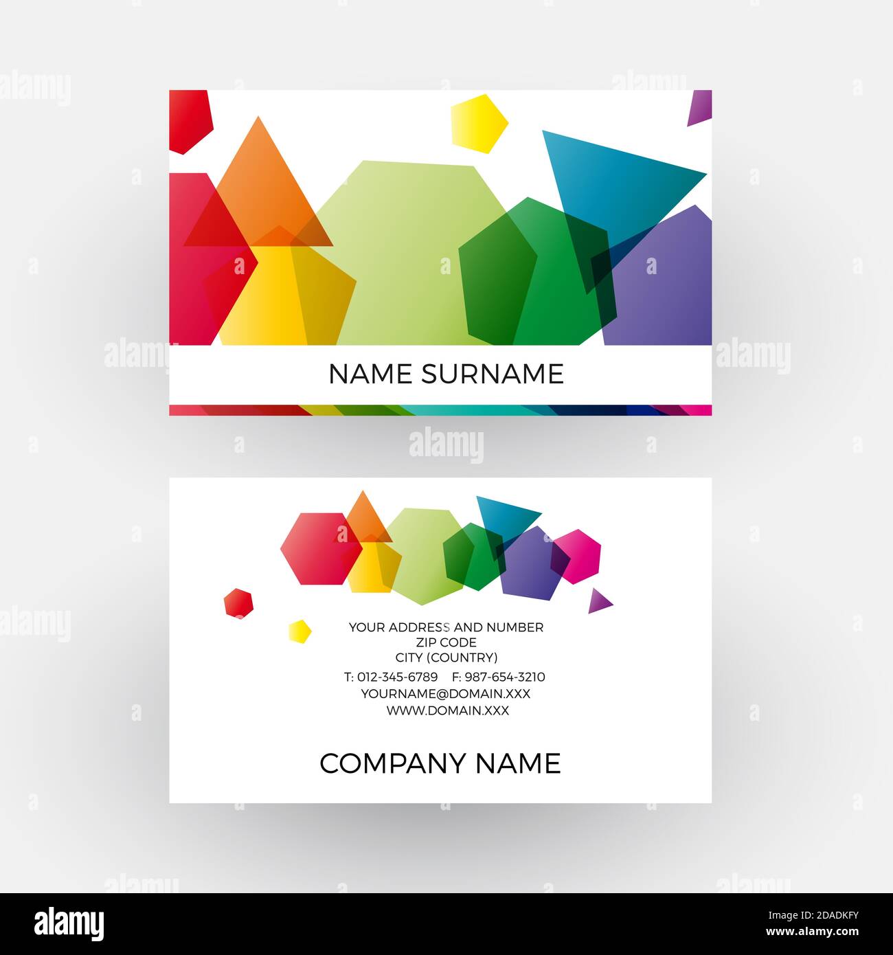 Vector abstract geometric rainbow polygons. Business card Stock Vector ...