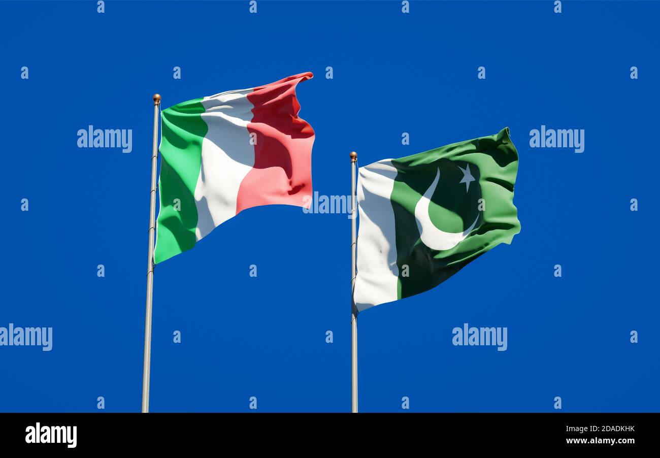 Beautiful national state flags of Italy and Pakistan together at the ...