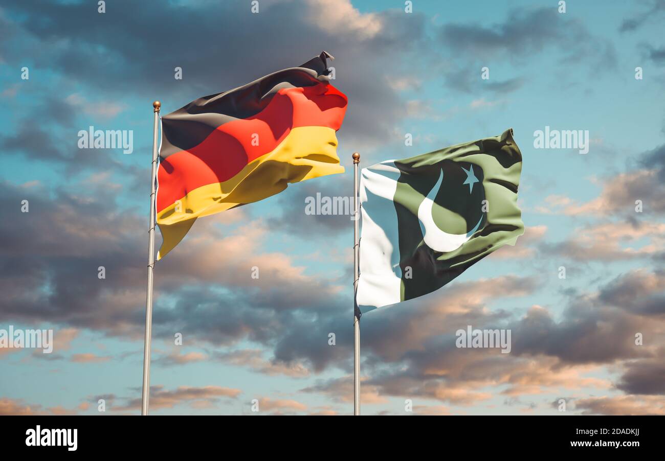 Beautiful national state flags of Germany and Pakistan together at the ...