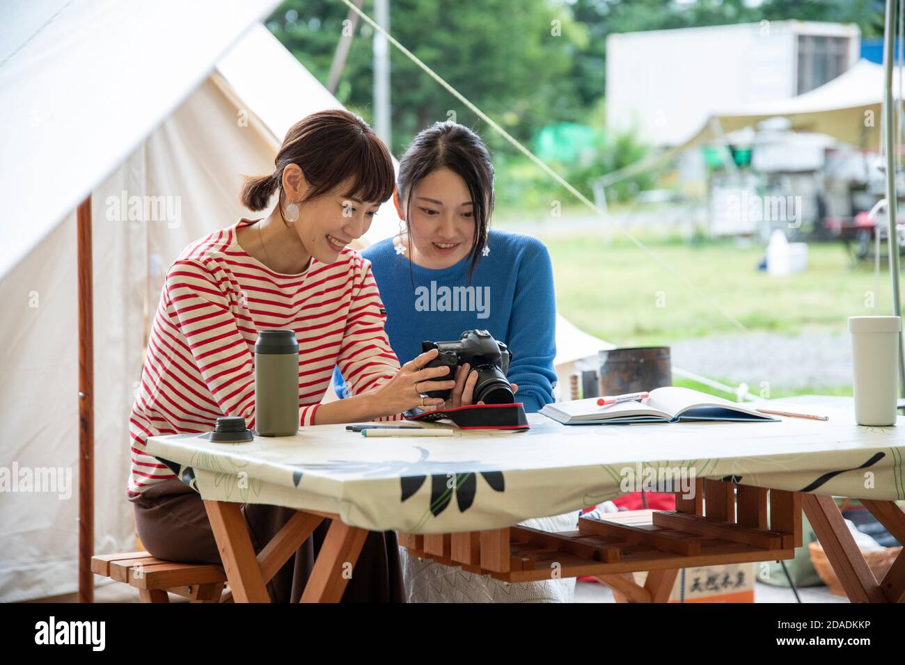 Women in the Camp Site Stock Photo - Alamy