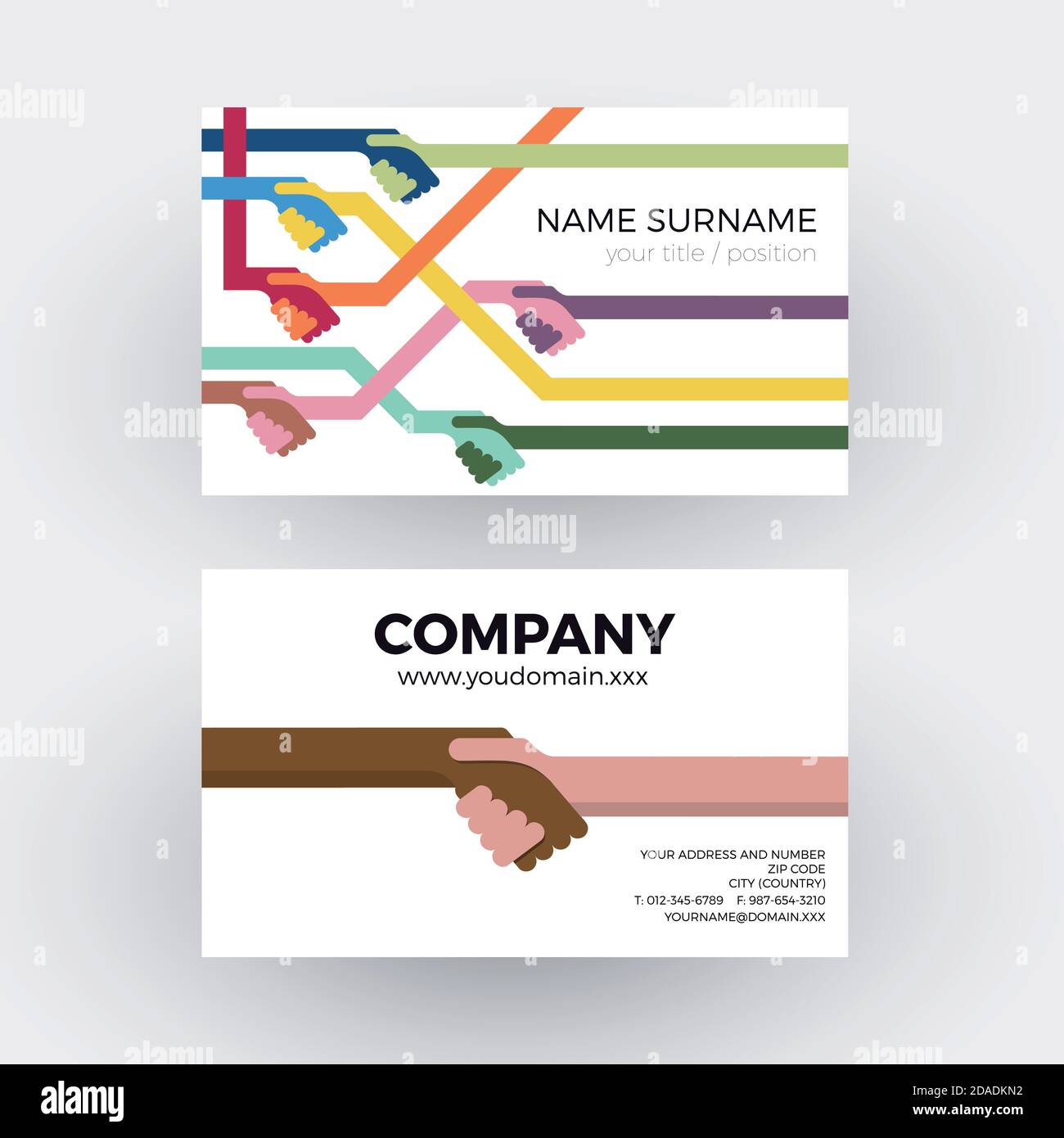 Vector abstract handshake and friendship. Business card Stock Vector ...