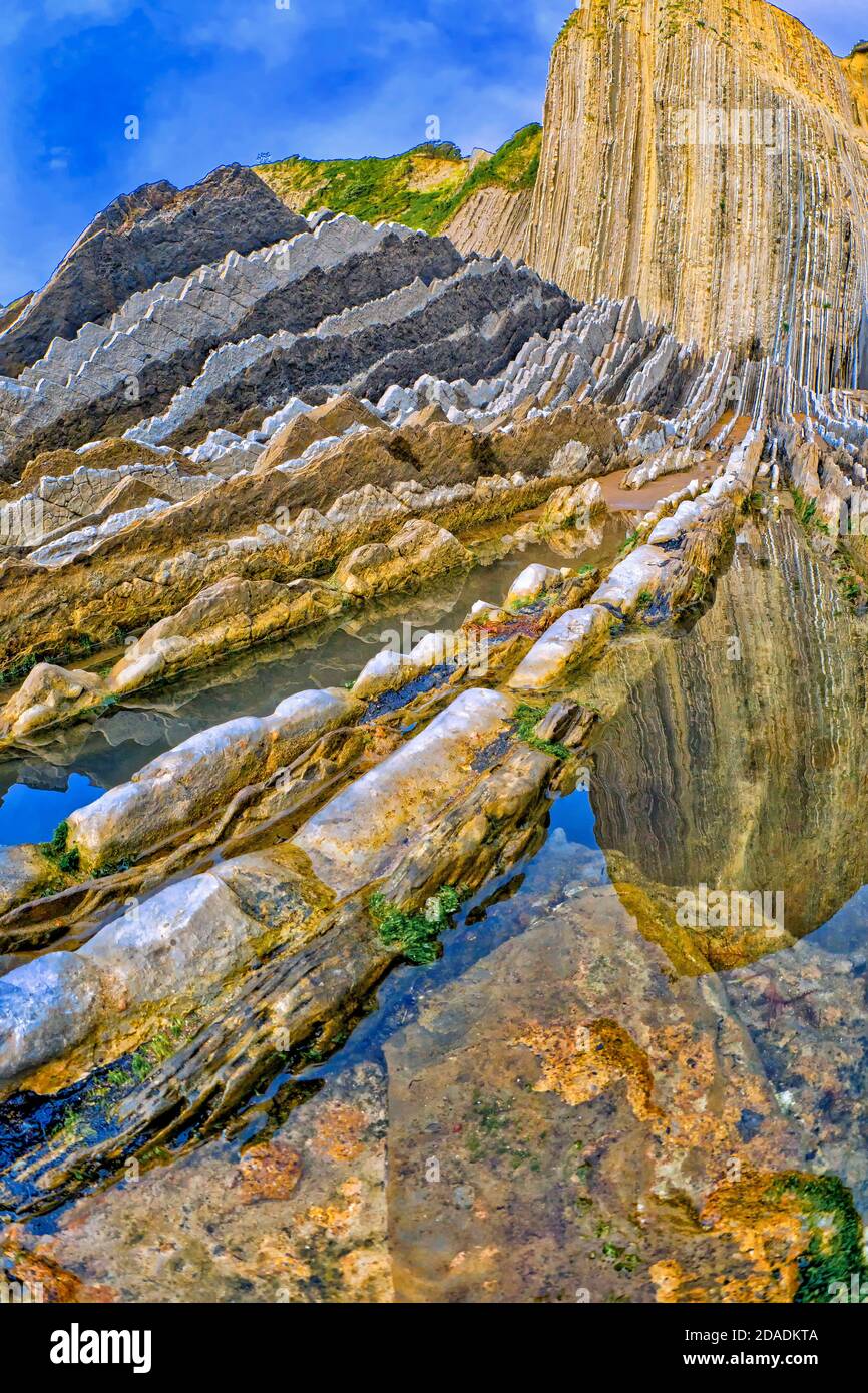 Steeply-tilted Layers of Flysch, Flysch Cliffs, Basque Coast UNESCO ...