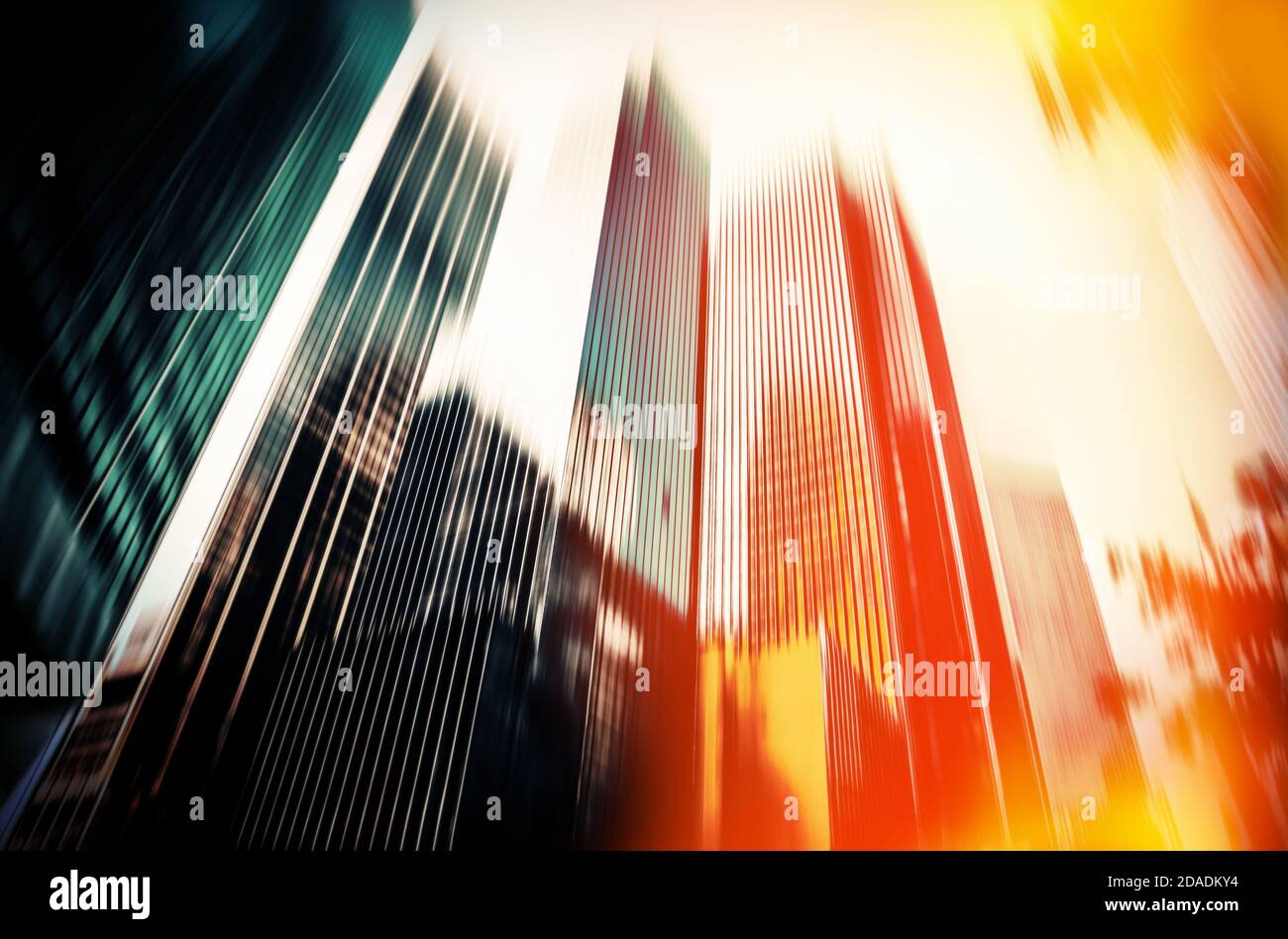 Abstract blurred image of modern Manhattan architecture in New York ...