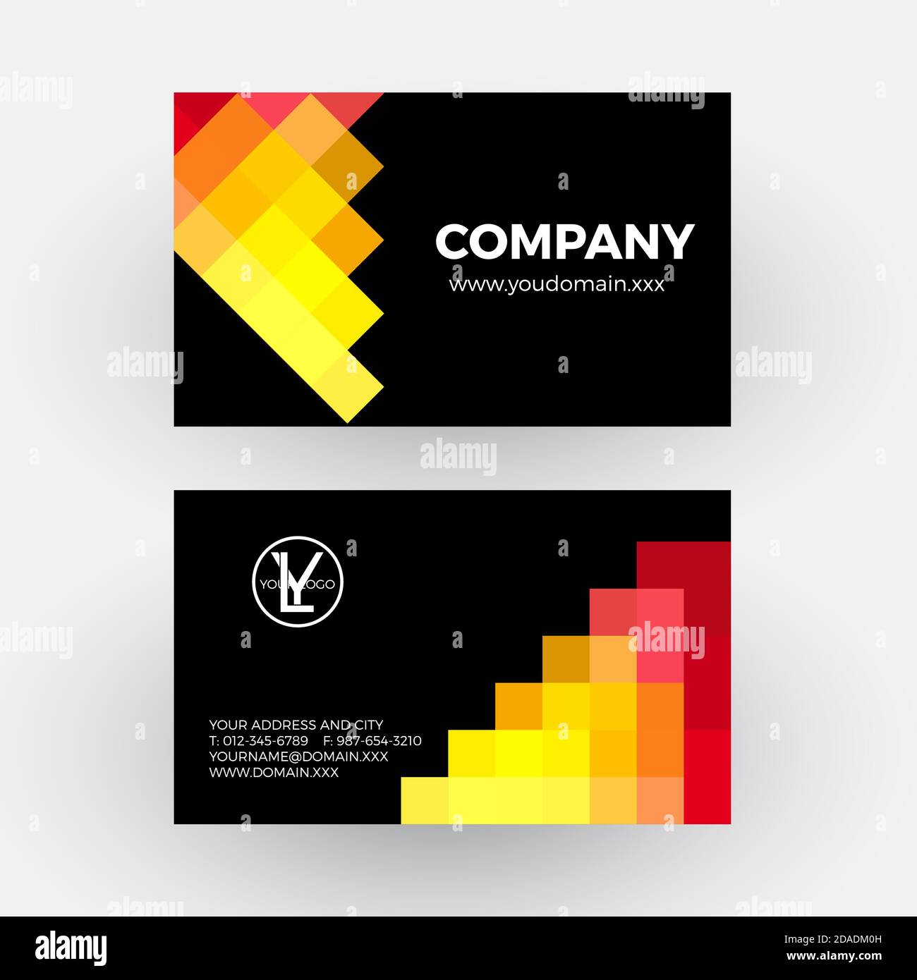 Vector abstract red squares and pixel. Business card Stock Vector Image ...