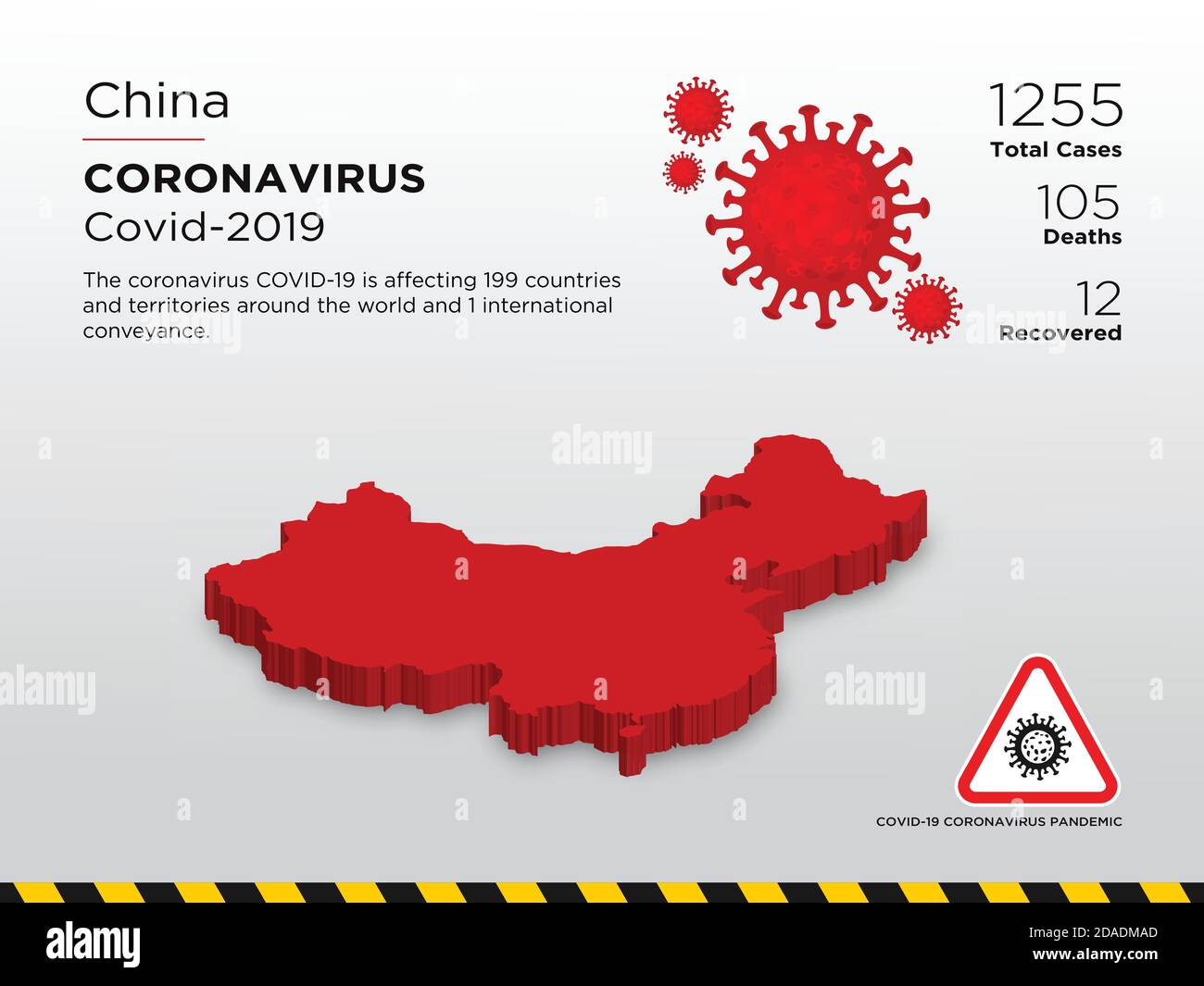 China Affected Country 3D Map of Coronavirus Disease Design Template ...