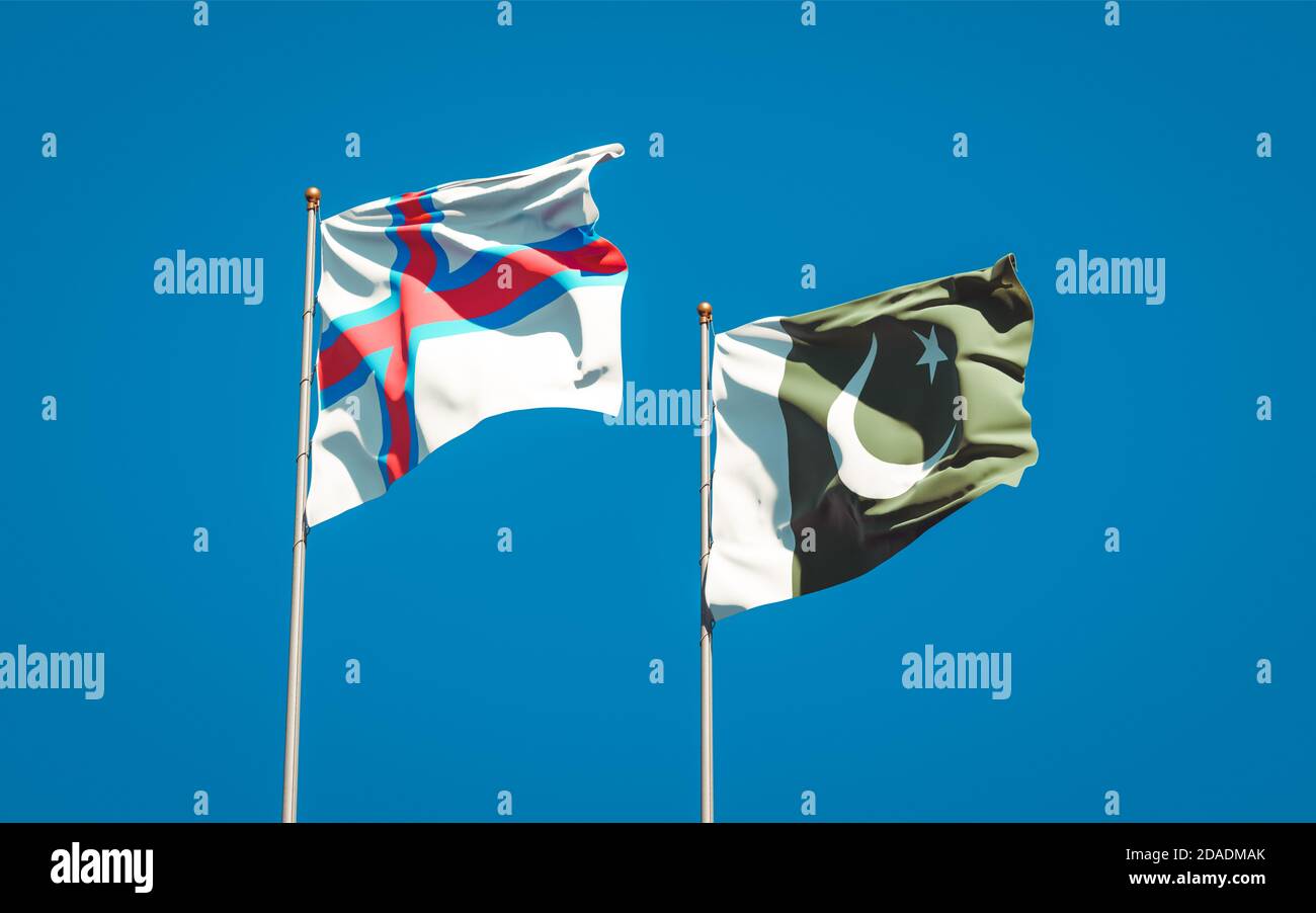 Beautiful national state flags of Faroe Islands and Pakistan together ...