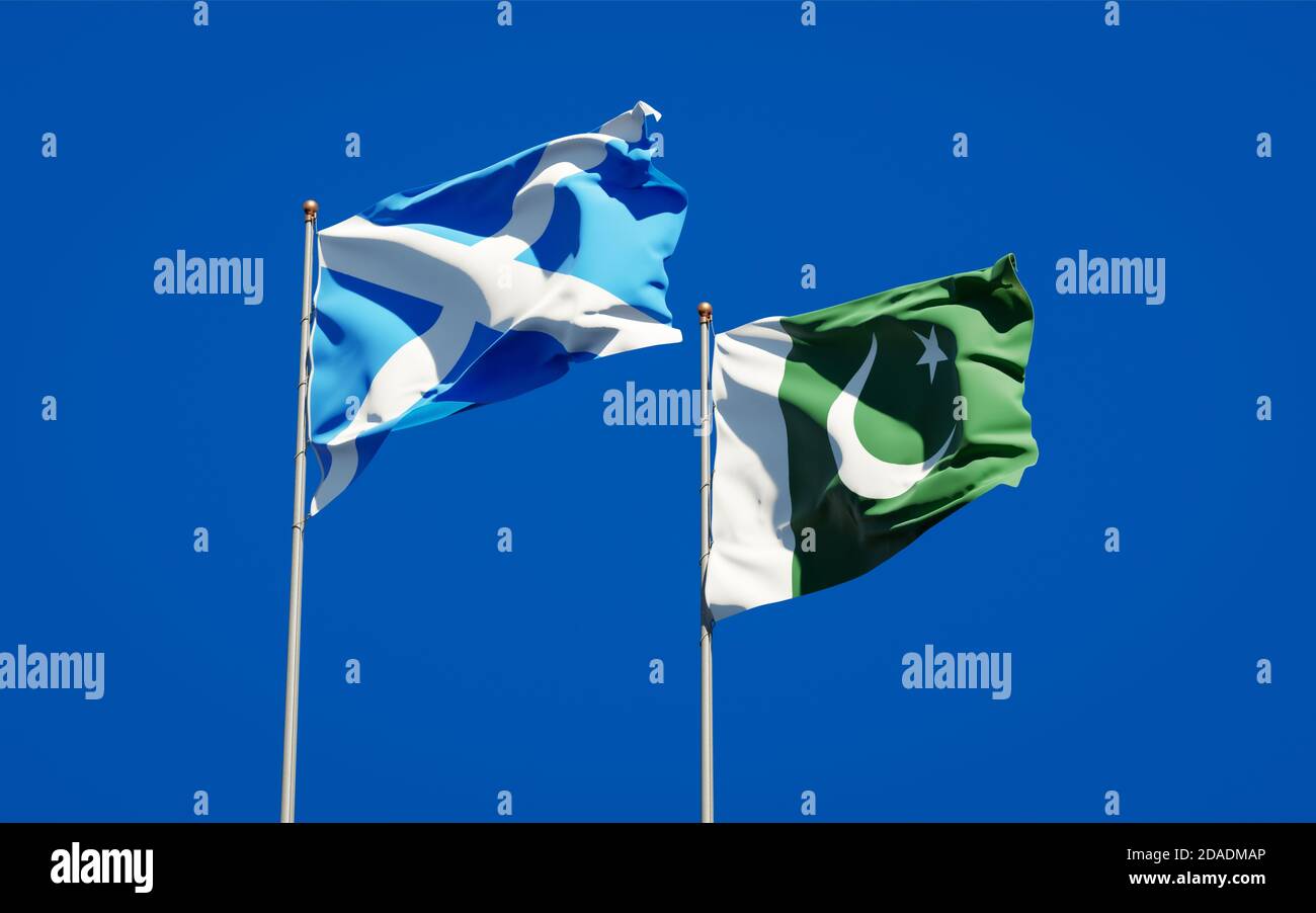 Beautiful national state flags of Scotland and Pakistan together at the ...