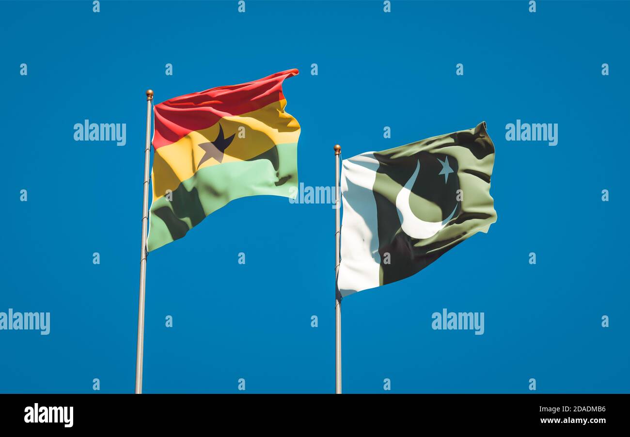 Beautiful national state flags of Ghana and Pakistan together at the ...