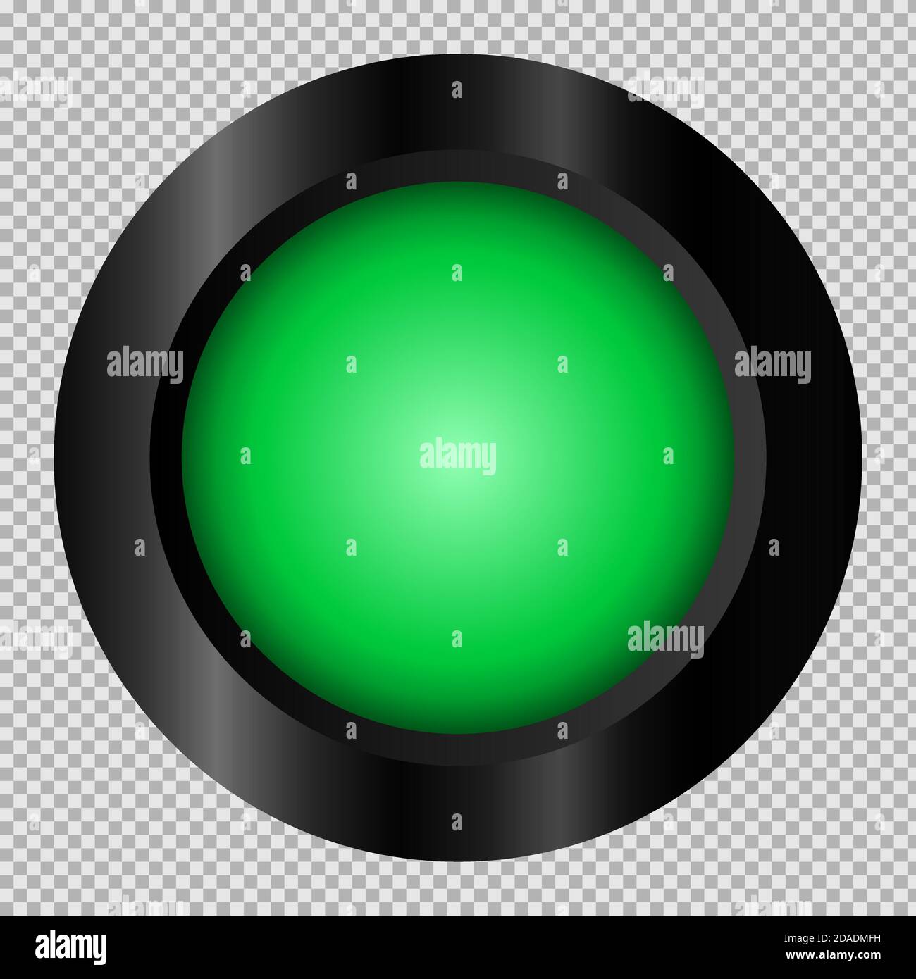 Green button in black frame on transparent background for web. Isolated ...