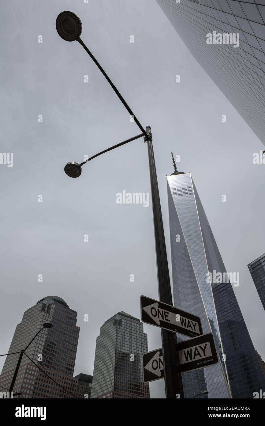 Manhattan modern architecture. Freedom Tower. One World Trade Center is ...