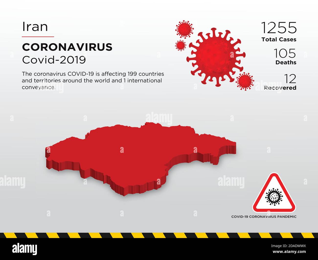 Iran Affected Country 3D Map of Coronavirus Disease Design Template ...