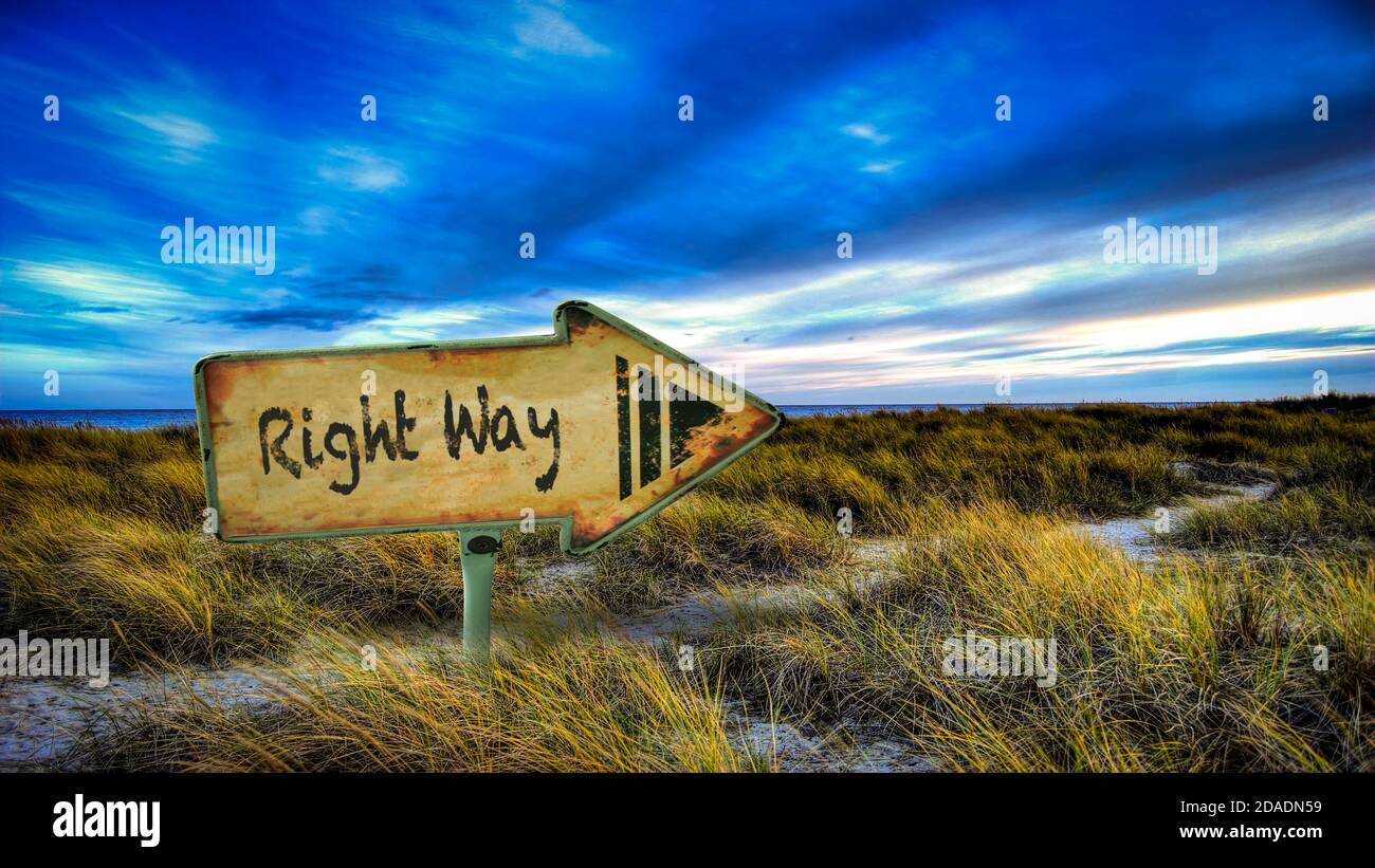 Street Sign the Direction Way to Right Way Stock Photo - Alamy