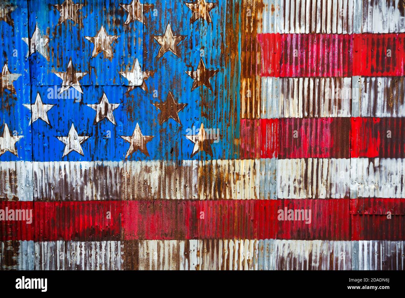 Stylized image of the American flag on a rusty fence Stock Photo - Alamy