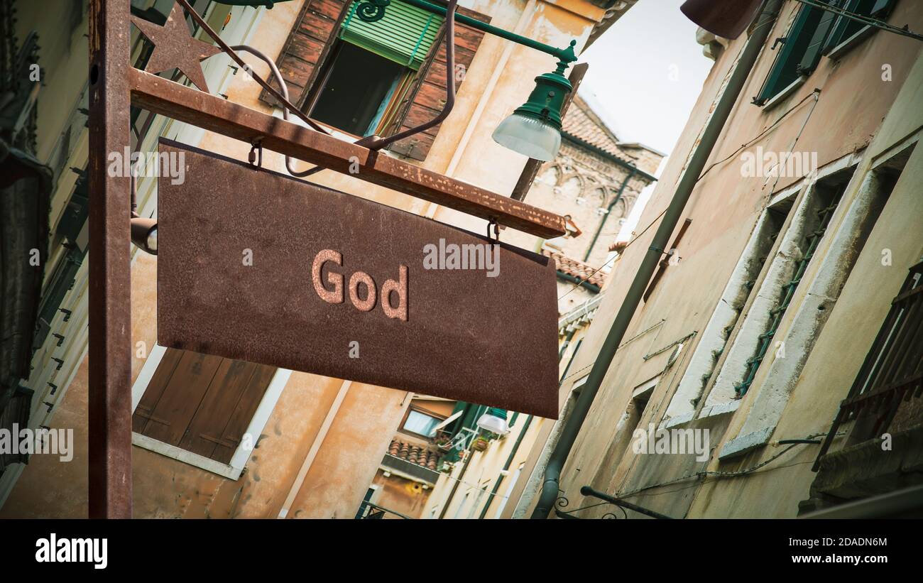 Street Sign the Direction Way to God Stock Photo - Alamy