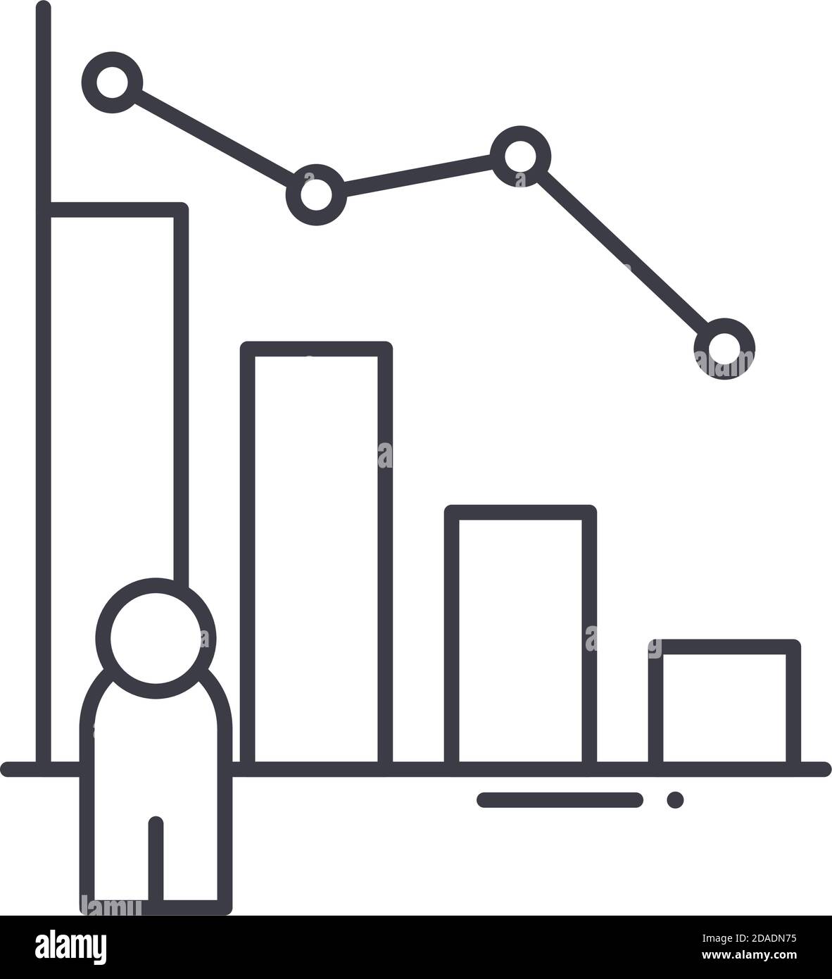 Loss of customers icon, linear isolated illustration, thin line vector ...
