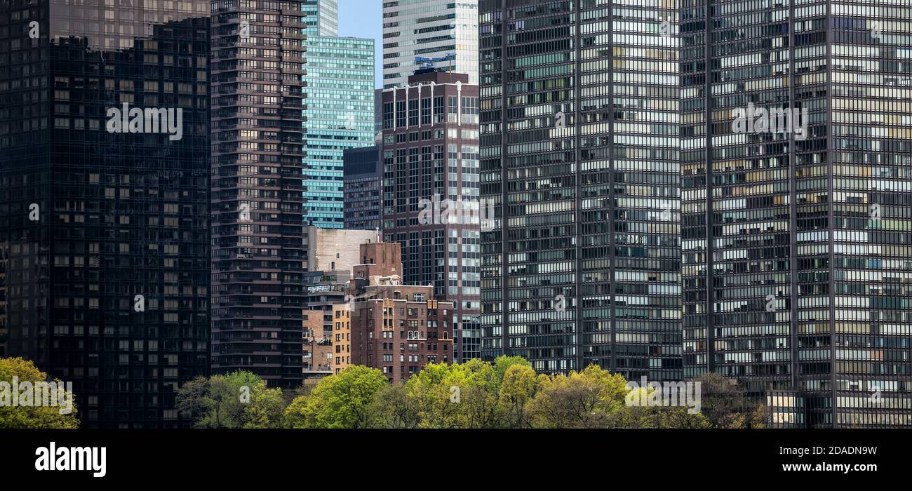 Streets of Manhattan, New York City. Manhattan is the most densely ...