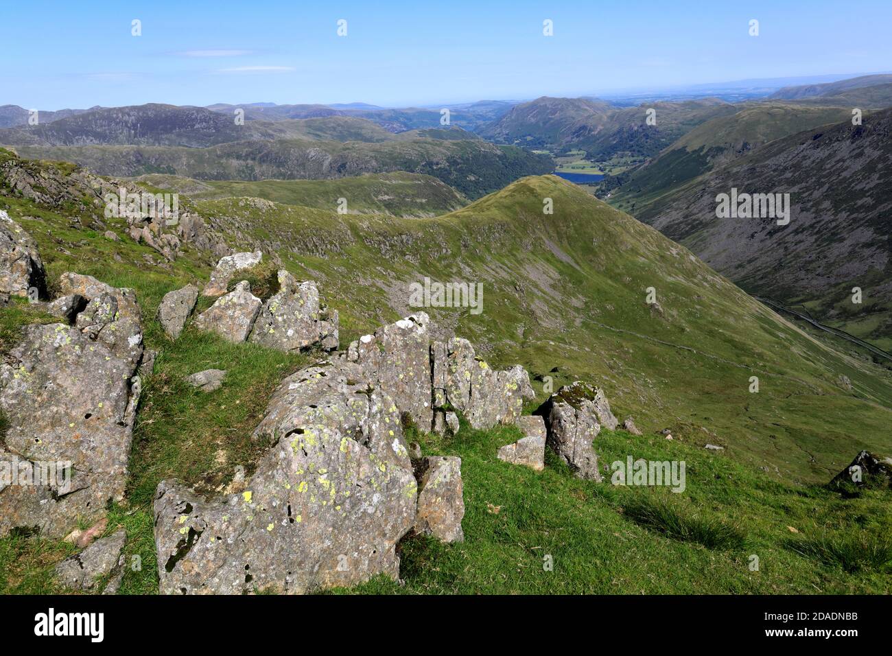 Summer view of Middle Dodd fell, Hartsop valley, Kirkstone pass, Lake ...