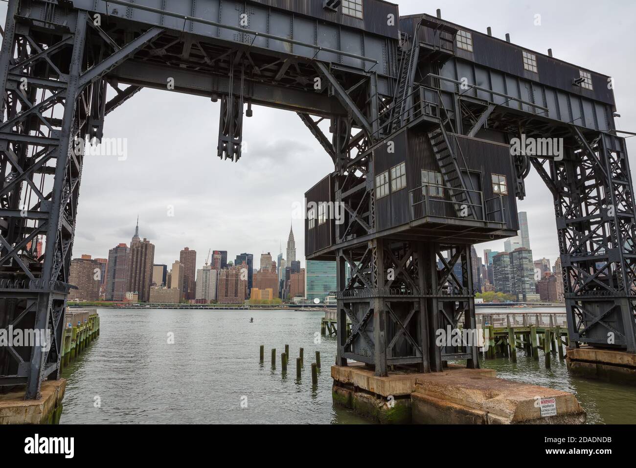 NEW YORK, USA - Apr 27, 2016: Long Island City. Old wharf crane at ...