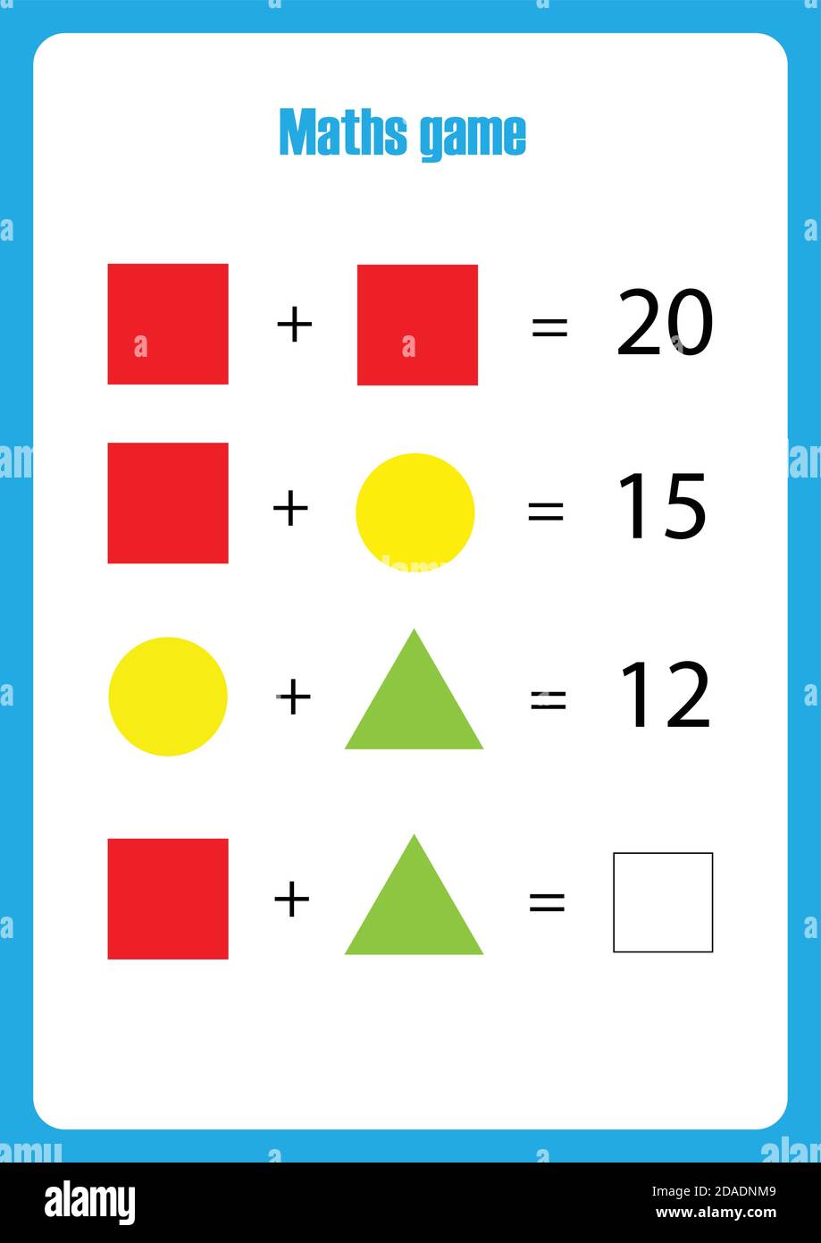 Maths game with pictures geometric shapes for children, easy level ...