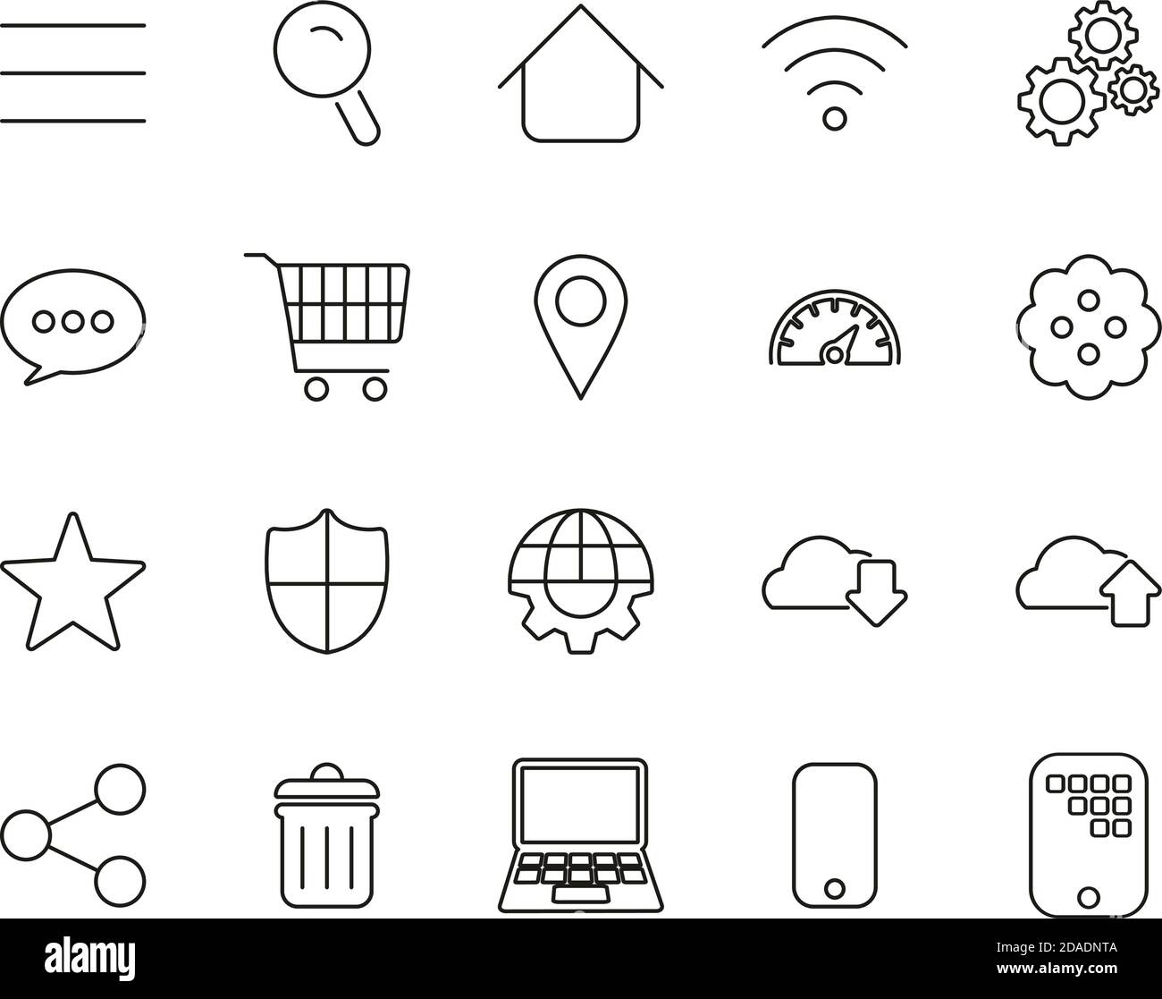 Search Engine Or User Interface Icons Black & White Thin Line Set Big ...