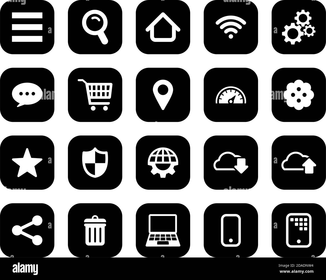 Search Engine Or User Interface Icons White On Black Flat Design Set ...