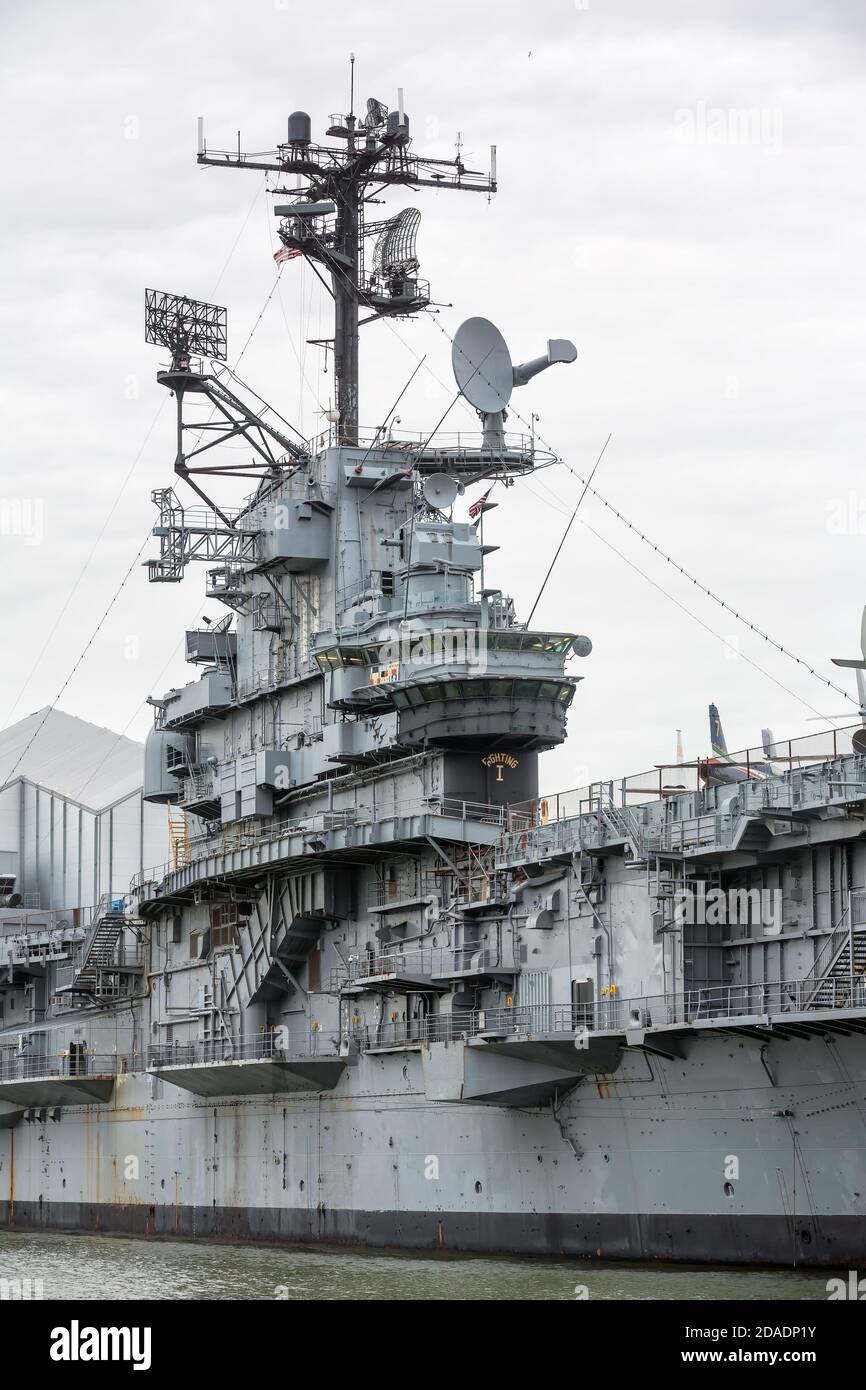 NEW YORK, USA - Apr 29, 2016: Aircraft carrier USS Intrepid fought in ...